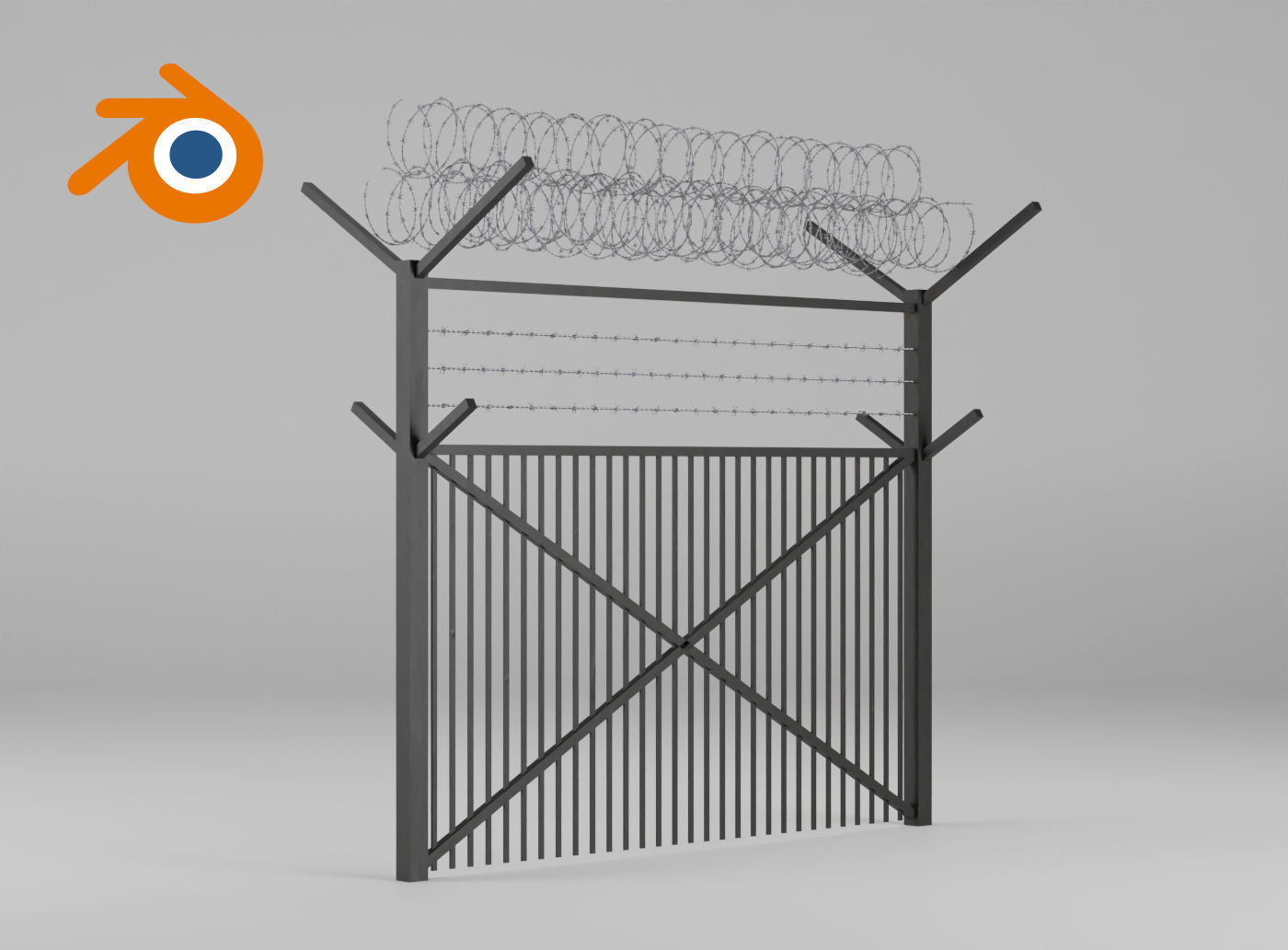 Military fence gate mesh fence metal 3D model | CGTrader