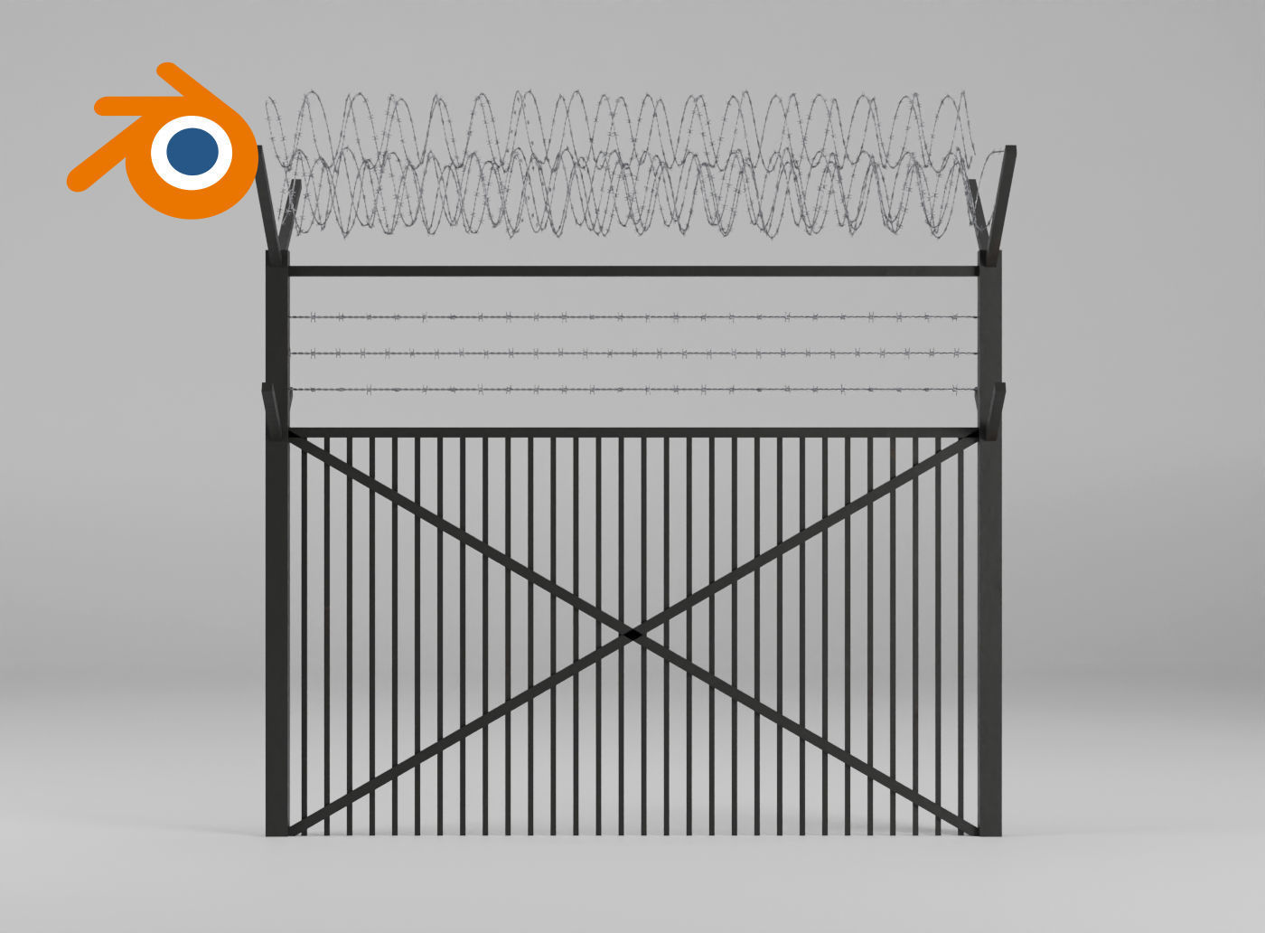 Military fence gate mesh fence metal 3D model | CGTrader