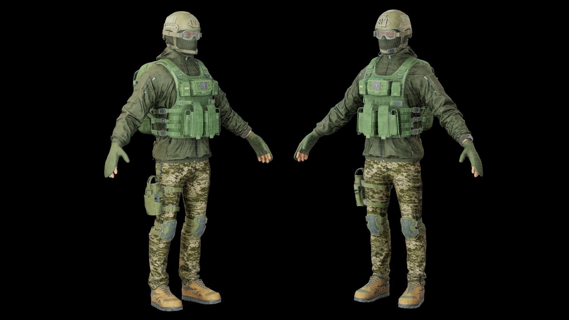 3D model Infantry Army Soldier Full Tactical Armor VR / AR / low-poly ...