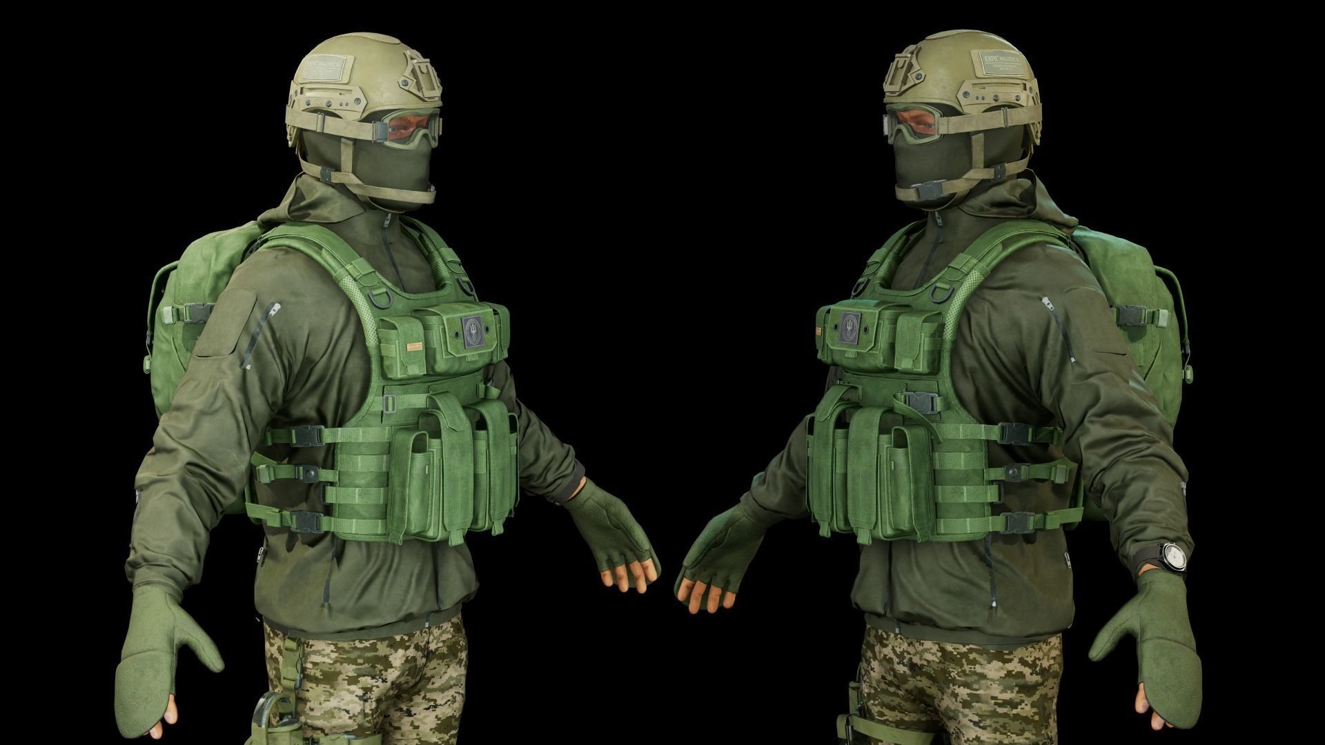 3D model Infantry Army Soldier Full Tactical Armor VR / AR / low-poly ...