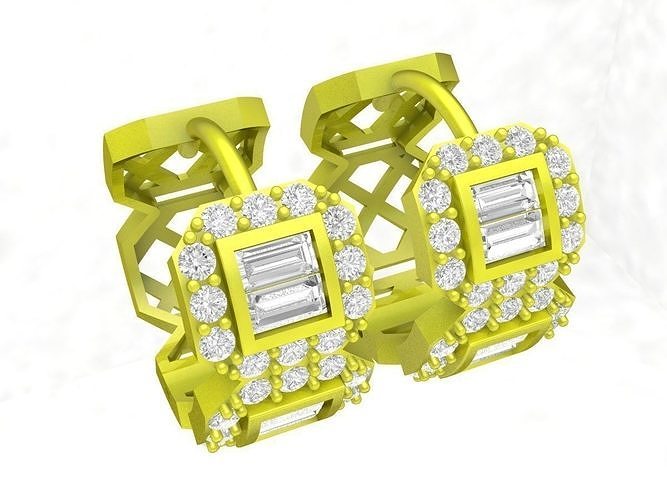 7644 luxury diamond hook earring 3D model 3D printable | CGTrader