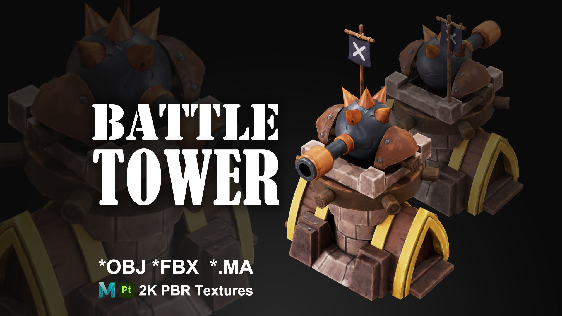 3D model Stylized Canon Battle Tower VR / AR / low-poly | CGTrader