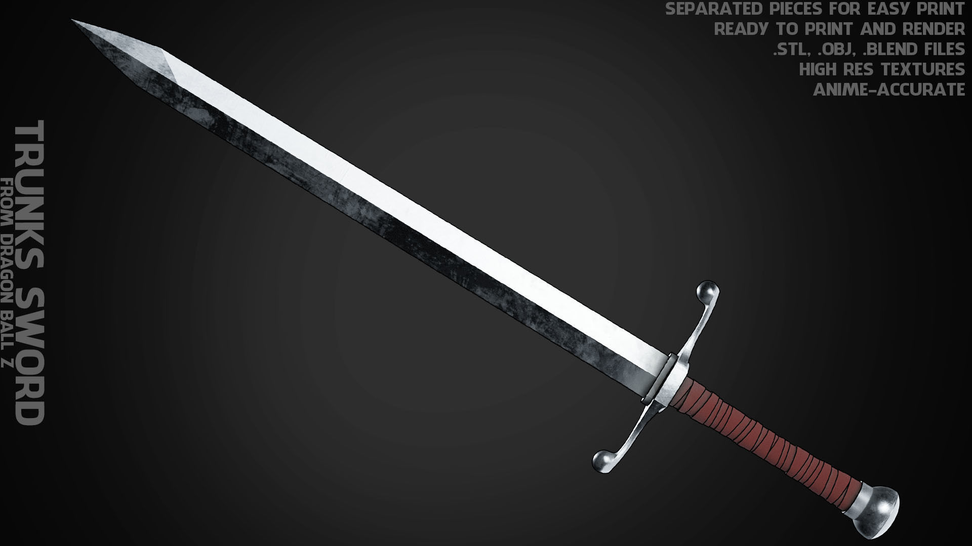 Dragon Ball Trunks Sword for Cosplay 3D model 3D printable | CGTrader