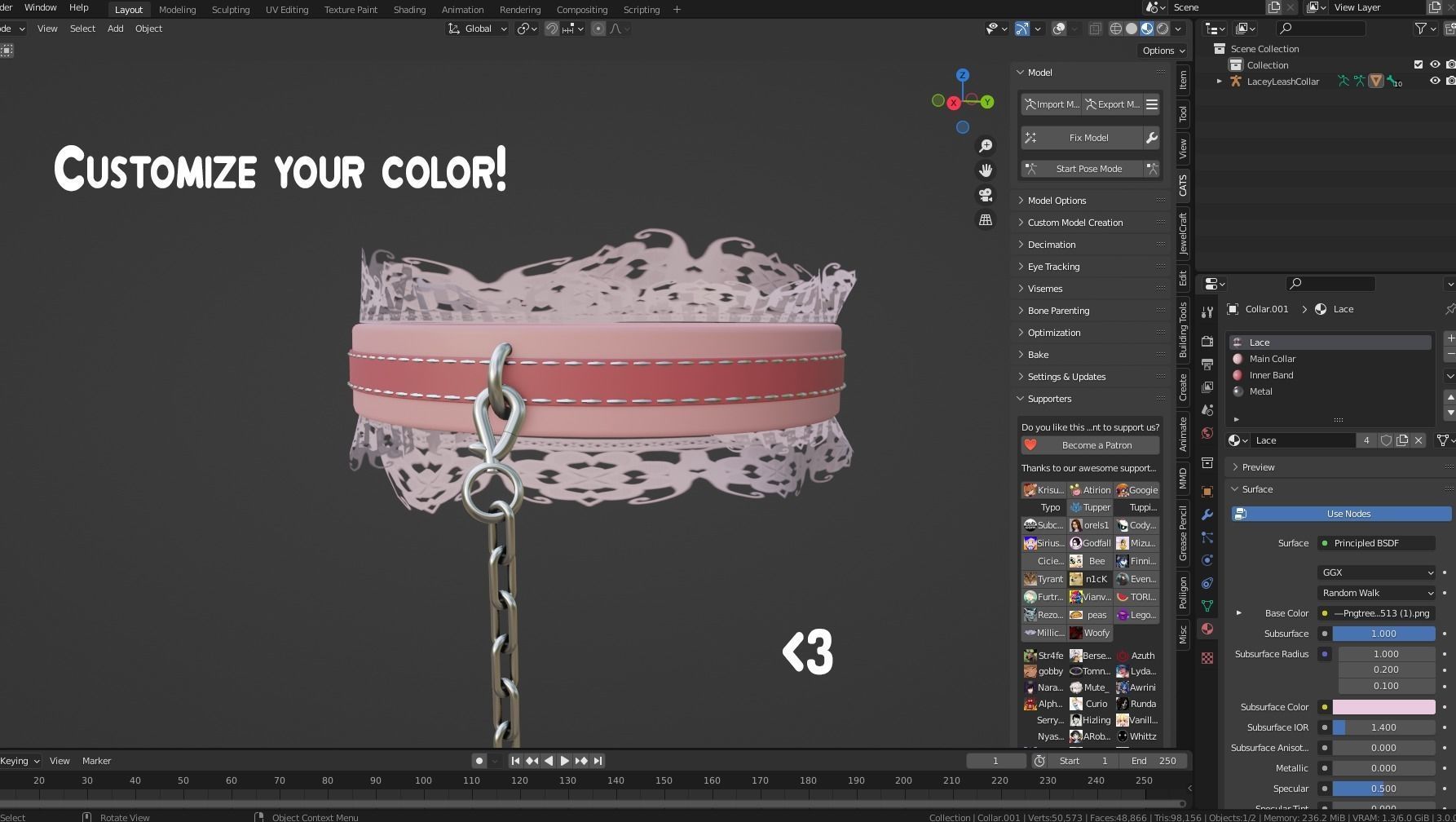3D model Lacey Leash Collar VR / AR / low-poly | CGTrader