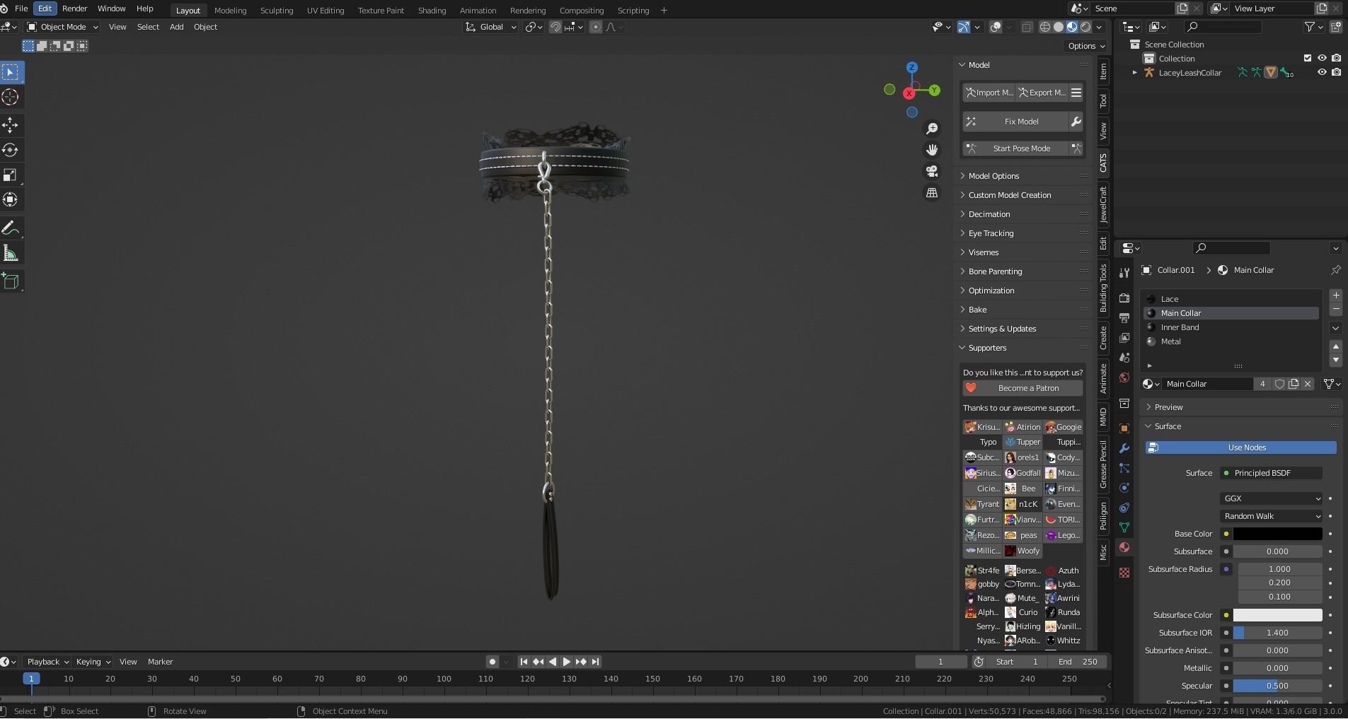 3D model Lacey Leash Collar VR / AR / low-poly | CGTrader