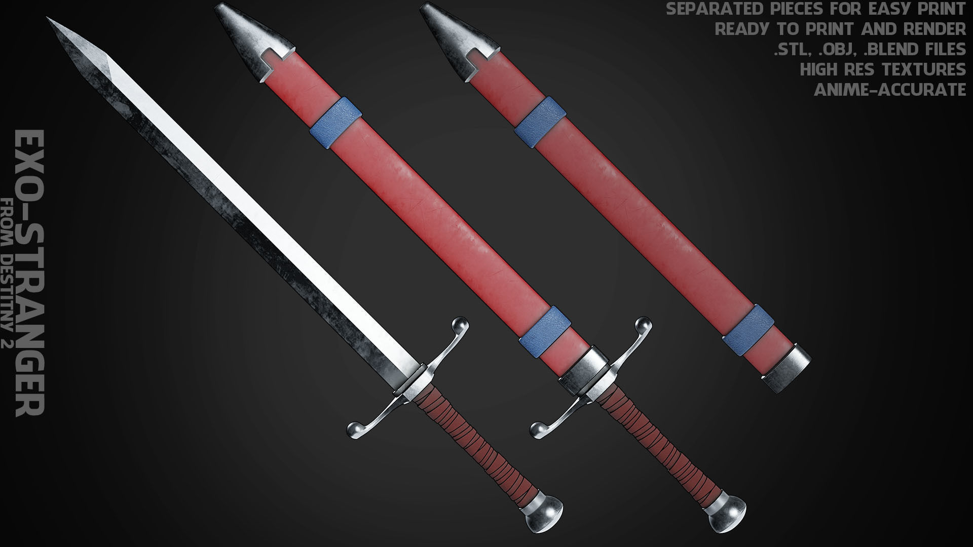 Dragon Ball Trunks Sword and Scabbard for Cosplay 3D Model Collection ...