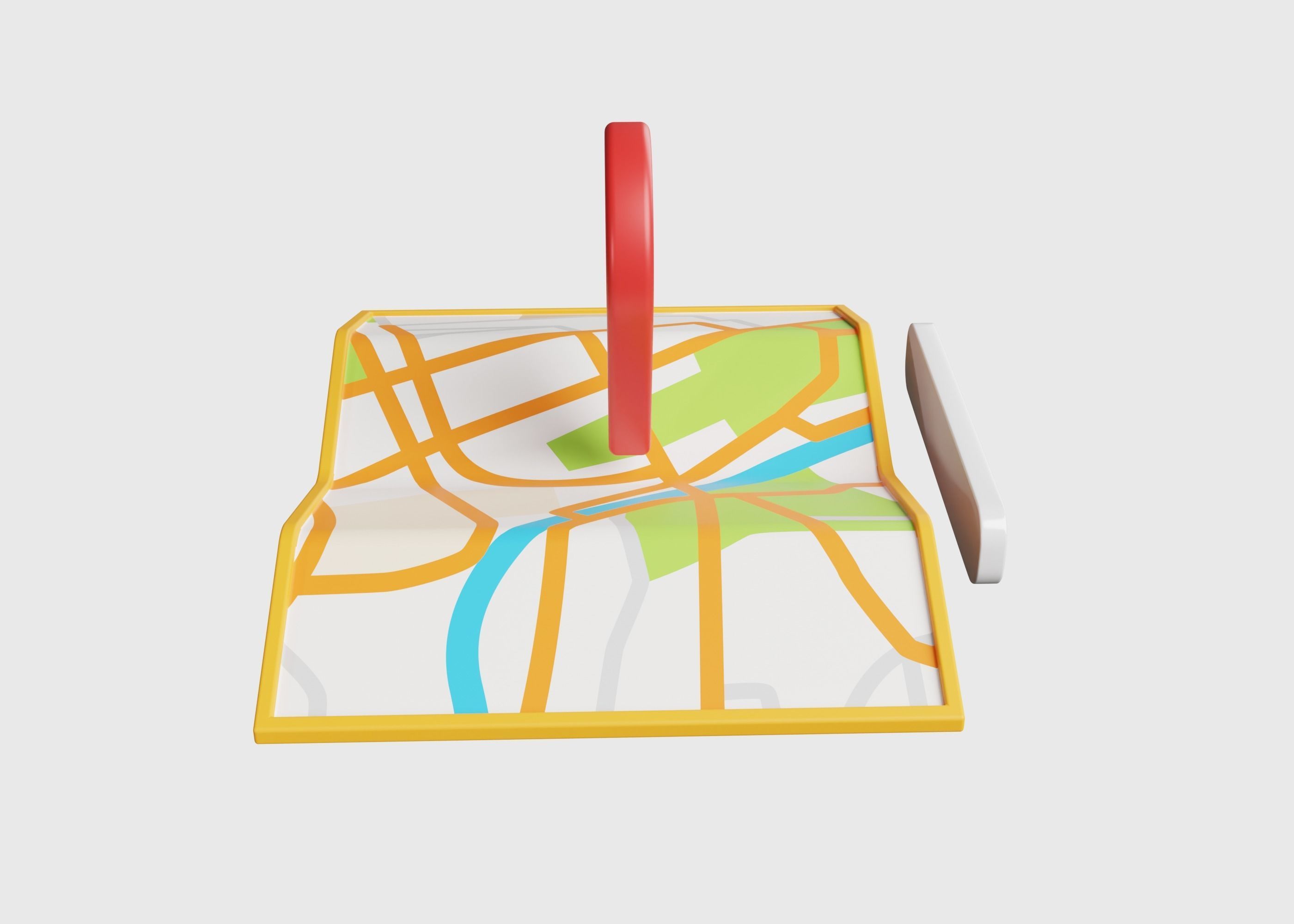 3D model Map Find Location Cartoon 3D Icon Illustration VR / AR / low ...
