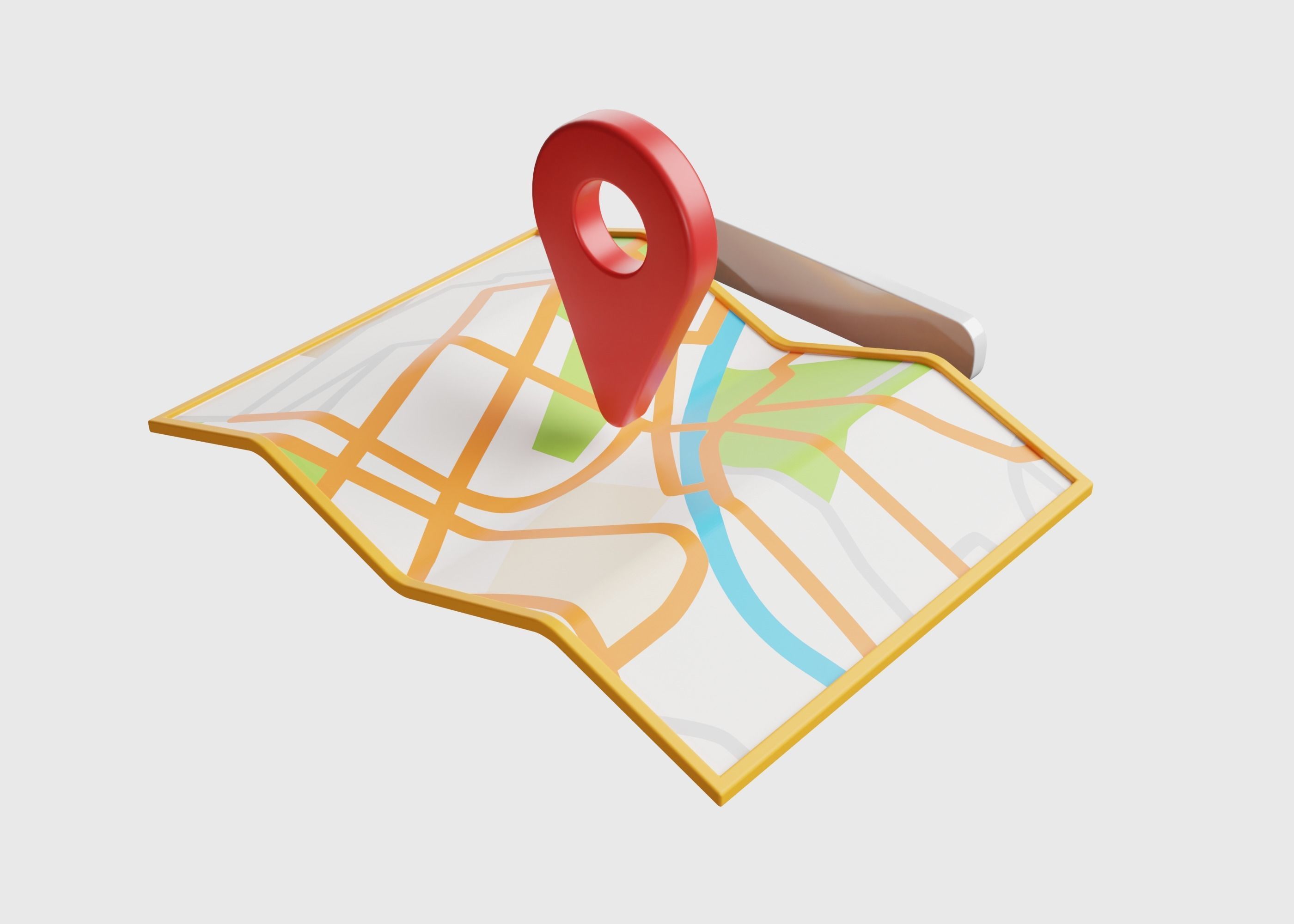 3D model Map Find Location Cartoon 3D Icon Illustration VR / AR / low ...