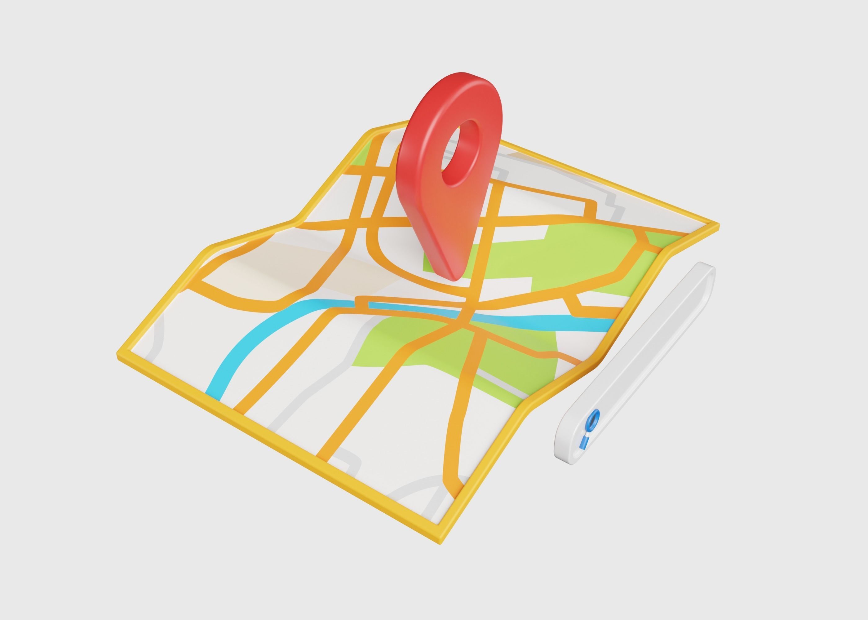 3D model Map Find Location Cartoon 3D Icon Illustration VR / AR / low ...