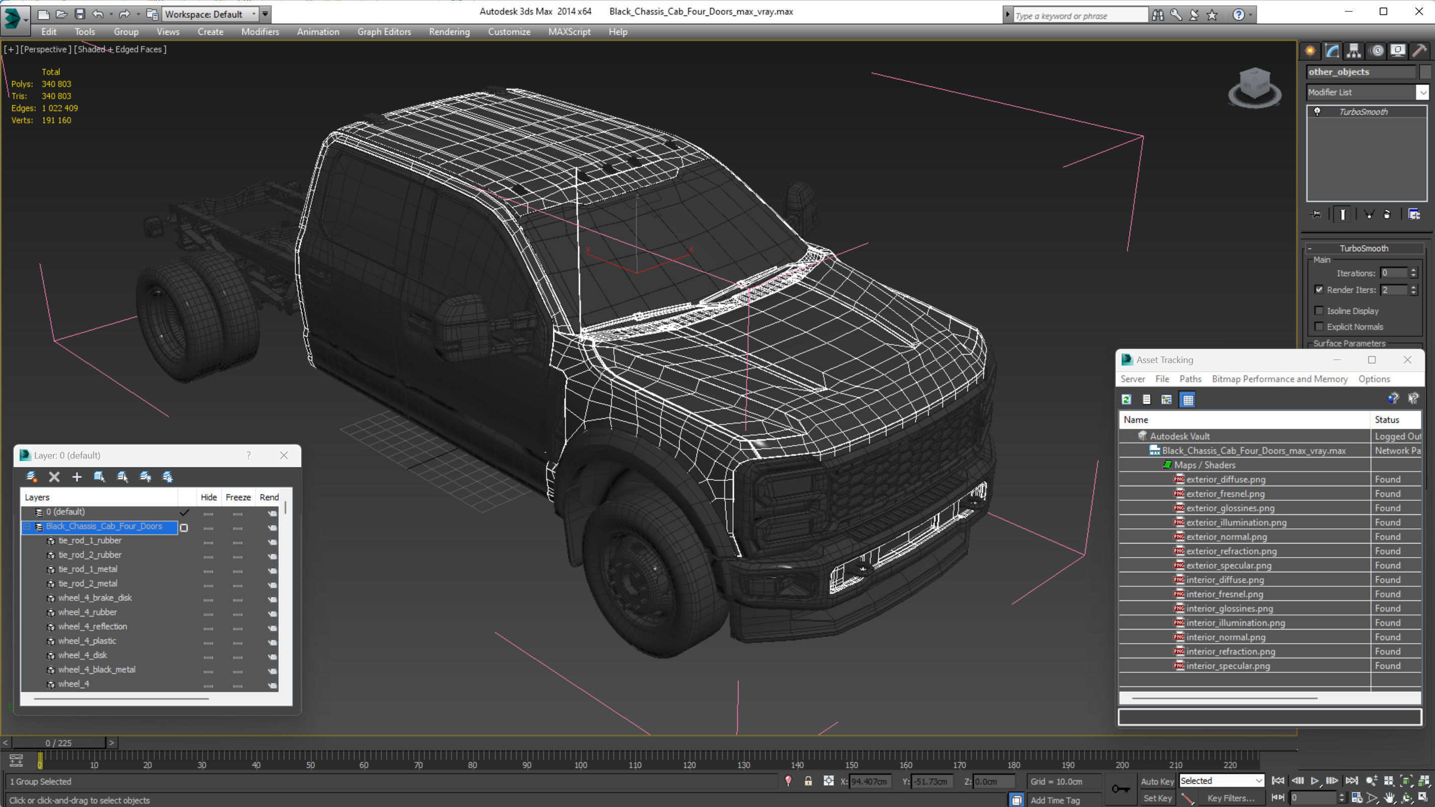 Black Chassis Cab Four Doors 3D model | CGTrader