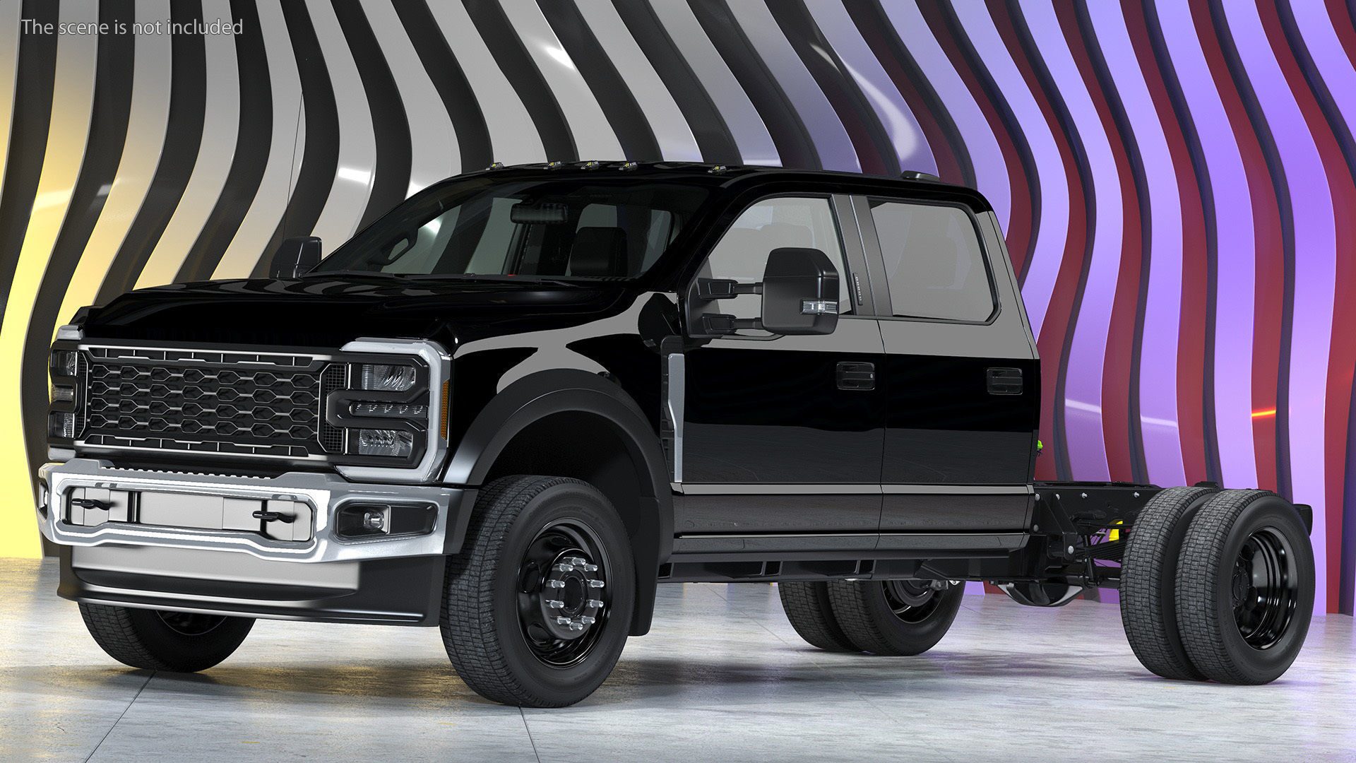 Black Chassis Cab Four Doors 3D model | CGTrader