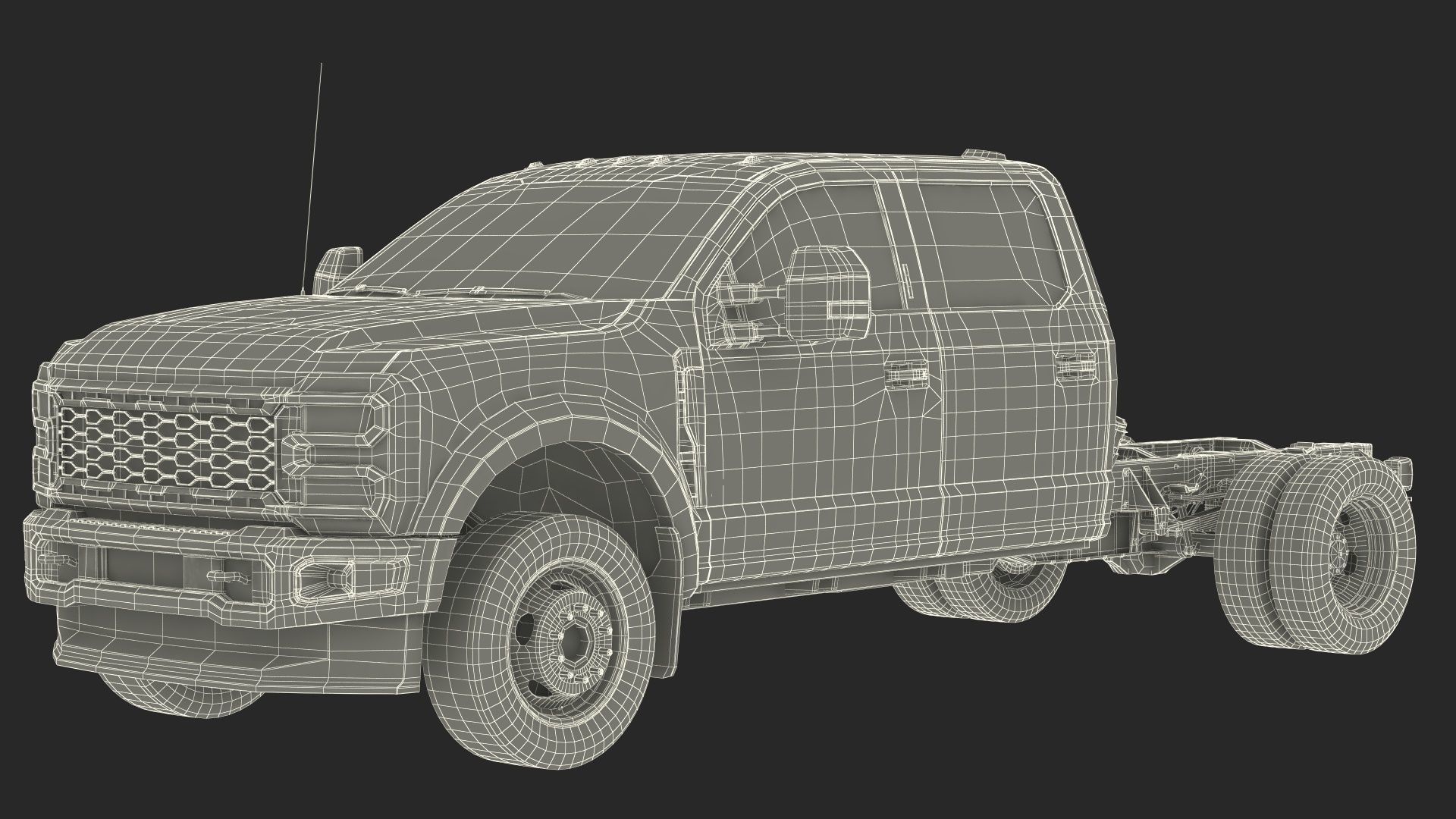 Black Chassis Cab Four Doors 3D model | CGTrader