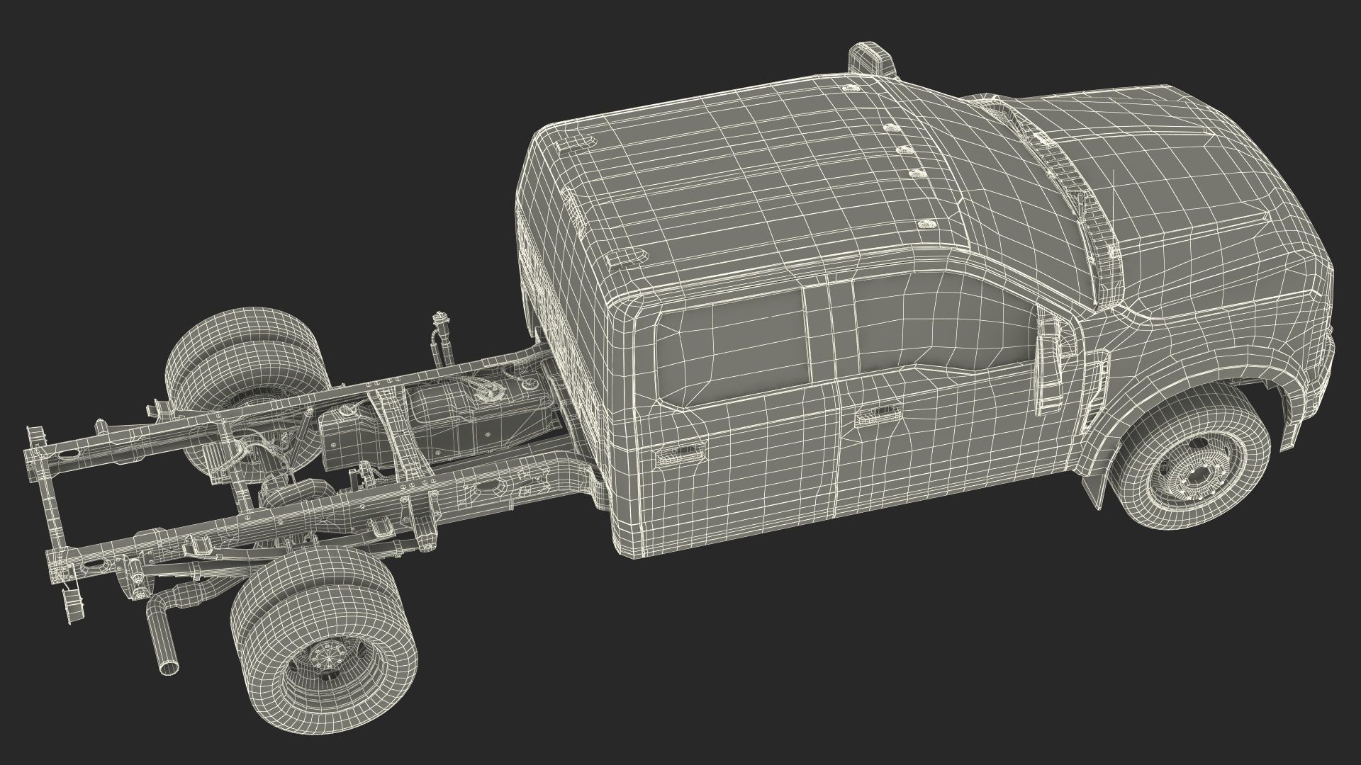 Black Chassis Cab Four Doors 3D model | CGTrader
