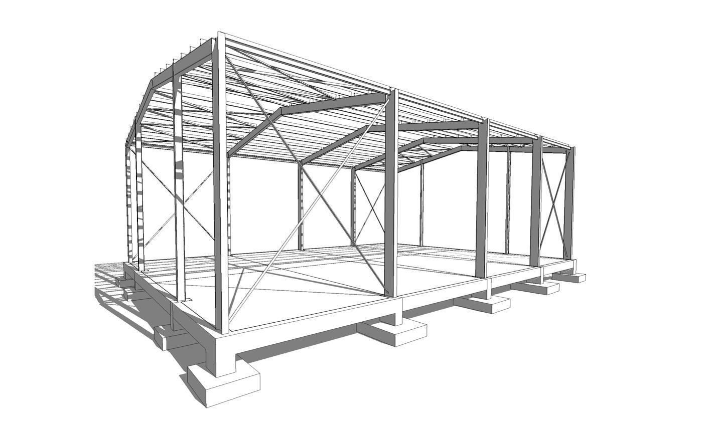 Warehouse G steel structure in Revit 3D model | CGTrader