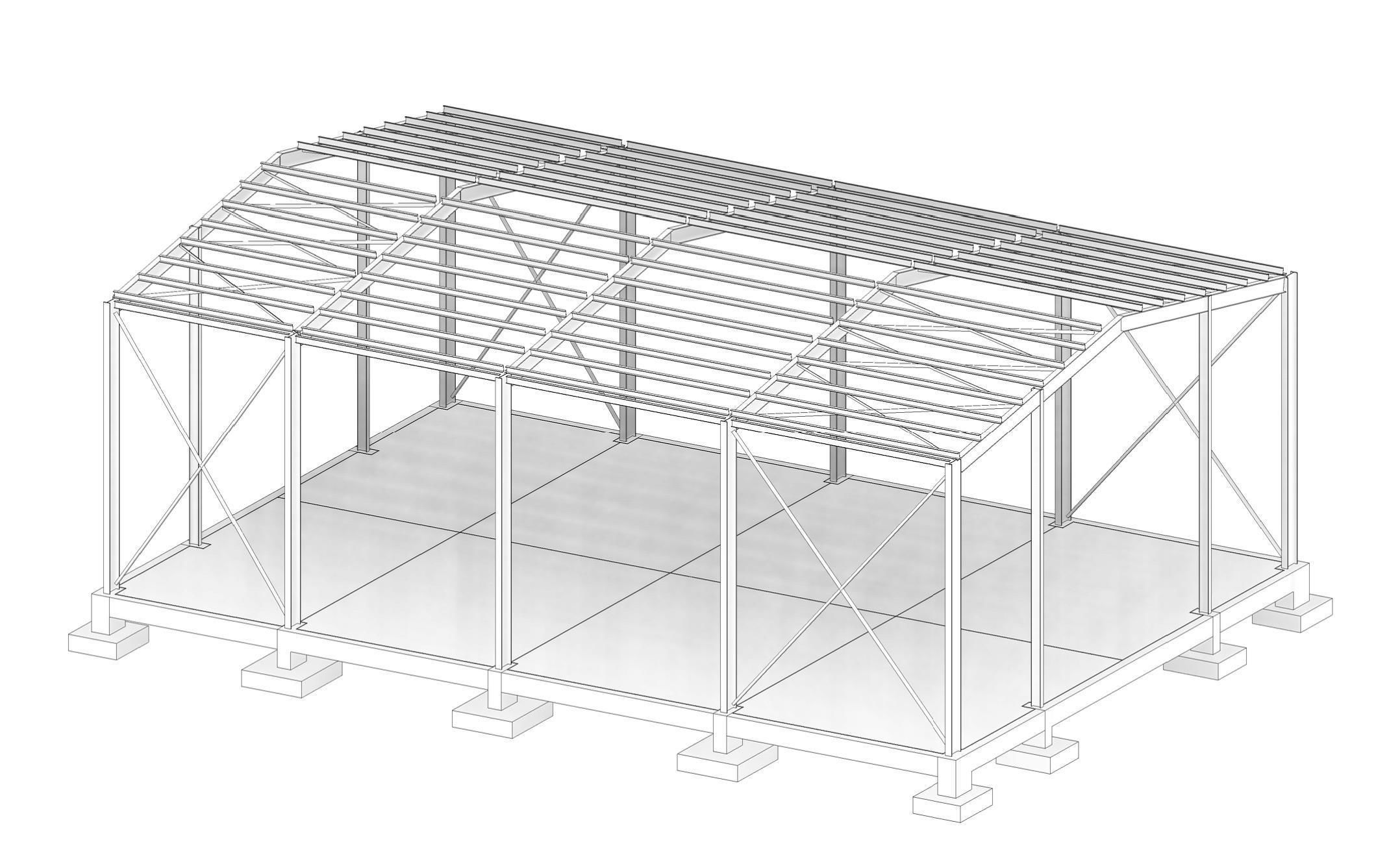 Warehouse G steel structure in Revit 3D model | CGTrader