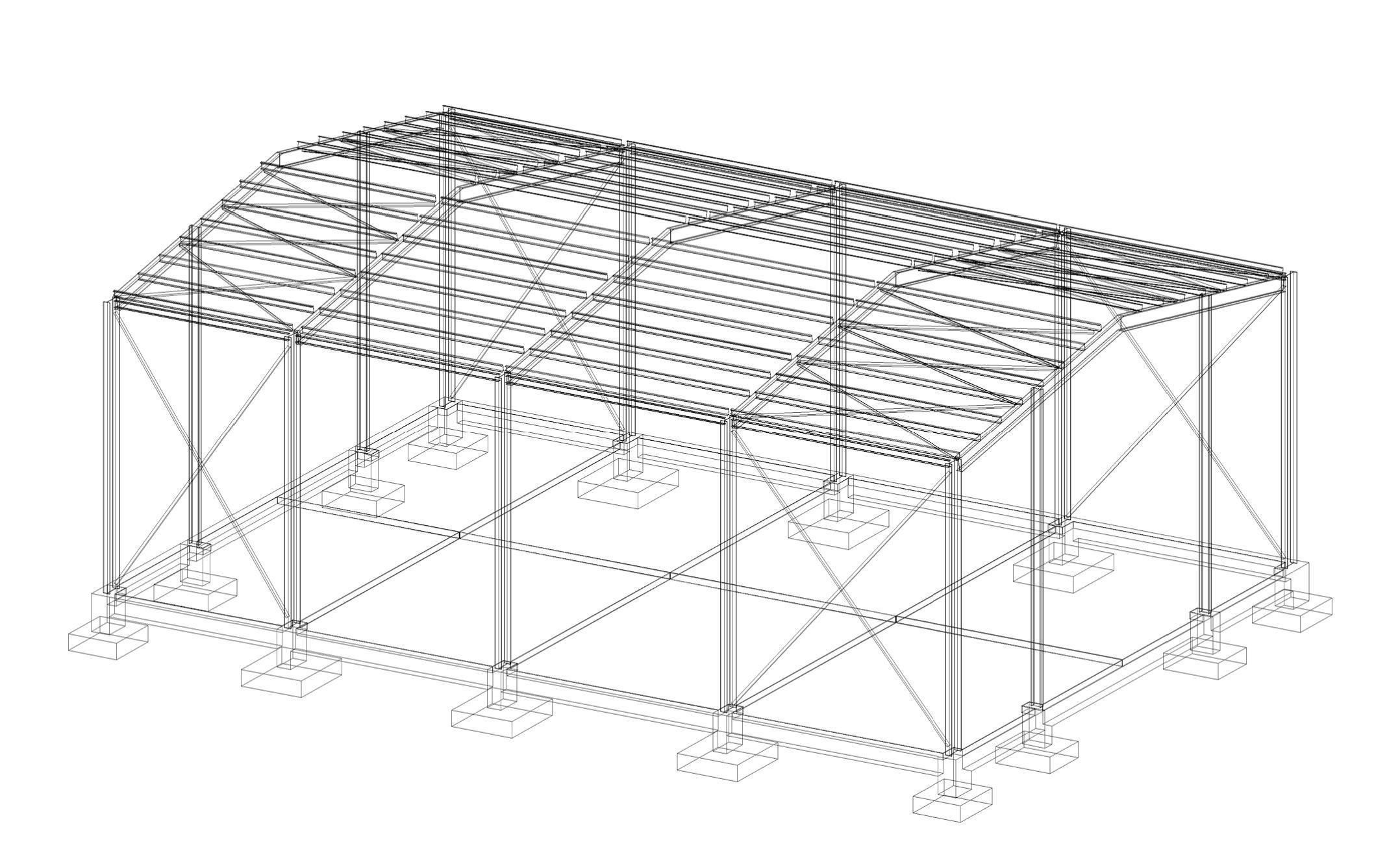 Warehouse G steel structure in Revit 3D model | CGTrader