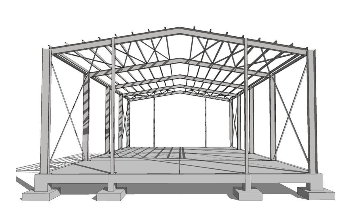 Warehouse G steel structure in Revit 3D model | CGTrader