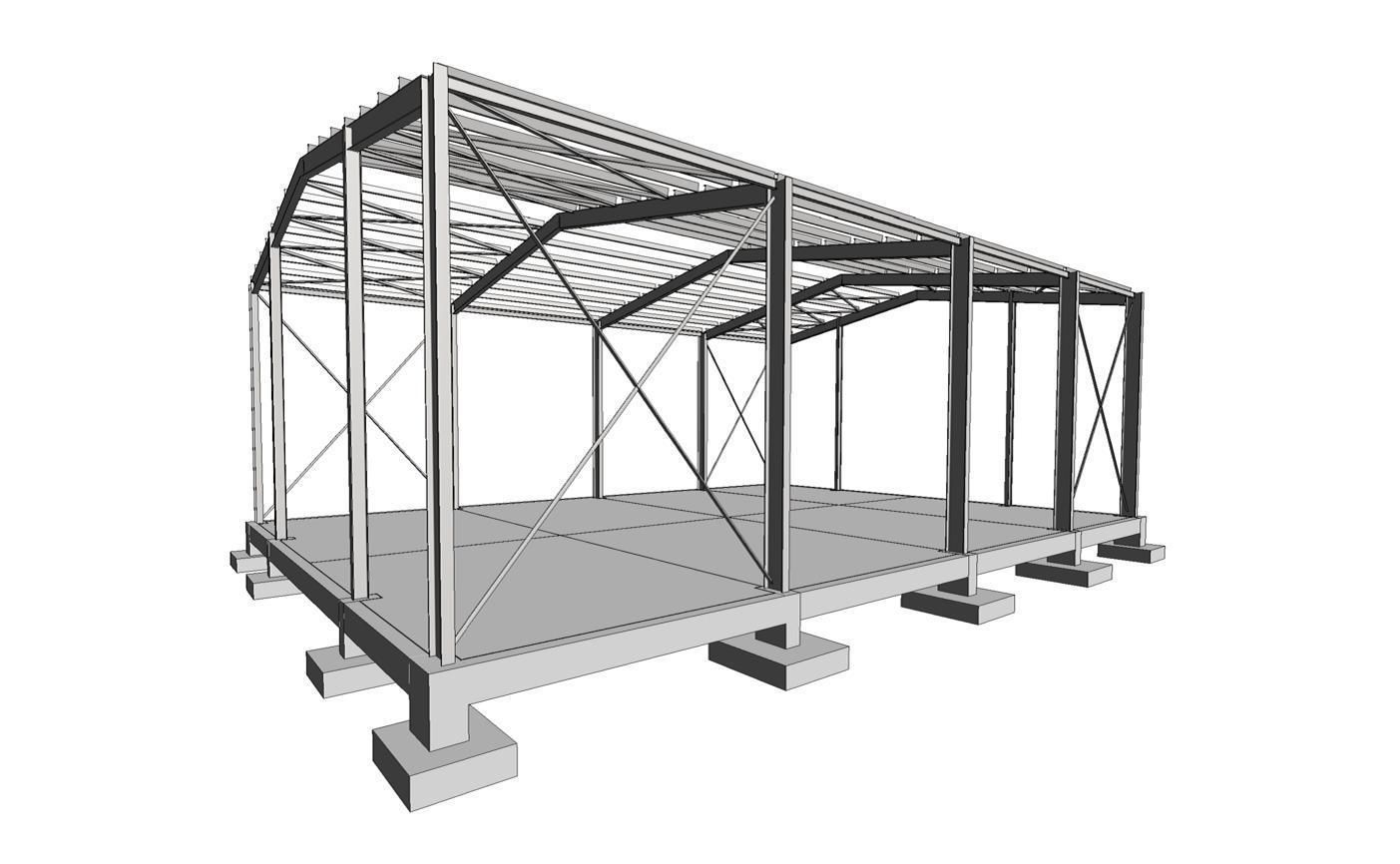 Warehouse G steel structure in Revit 3D model | CGTrader