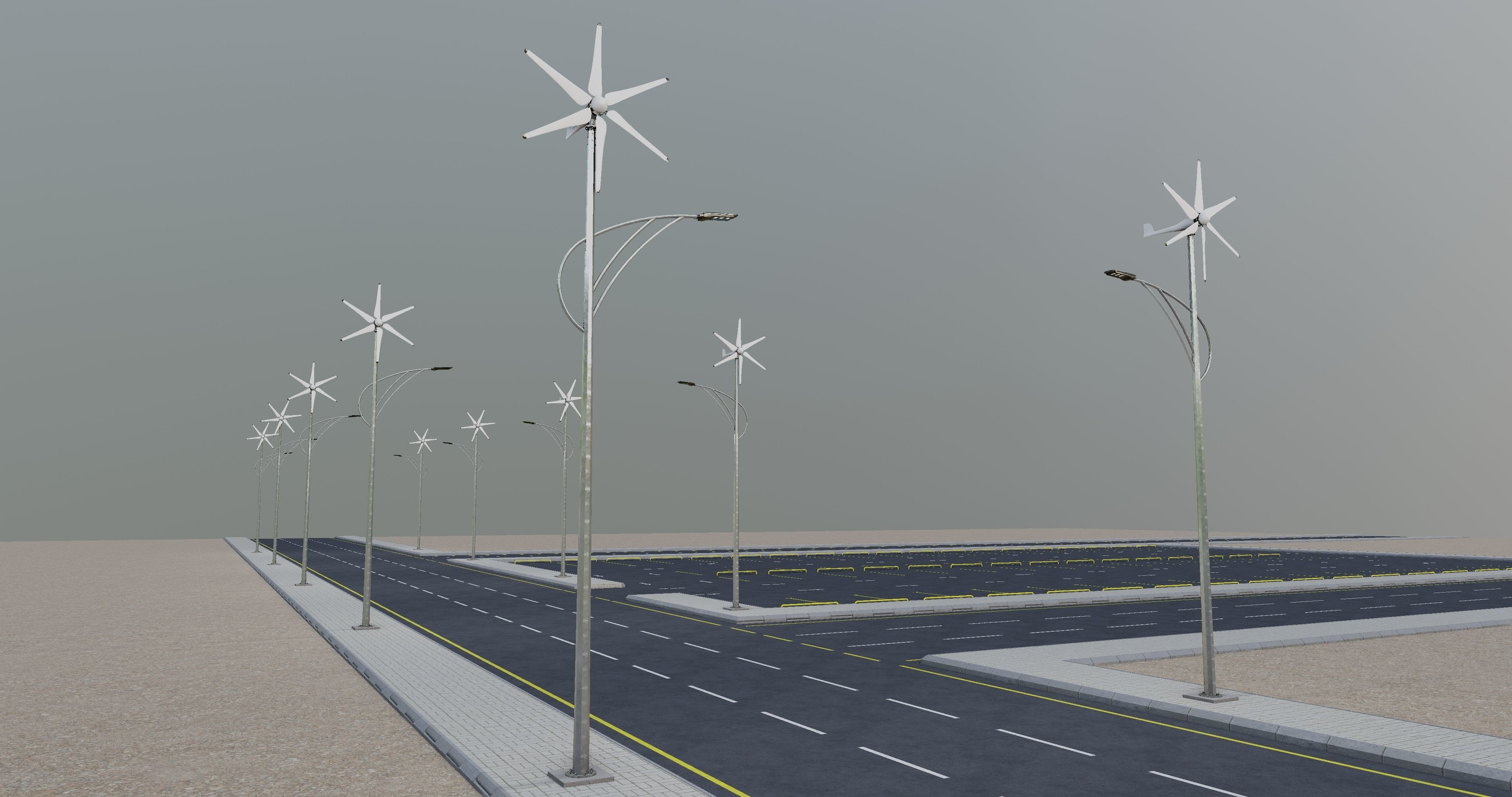 Wind Powered Lighting Pole Type-1 3D model animated | CGTrader