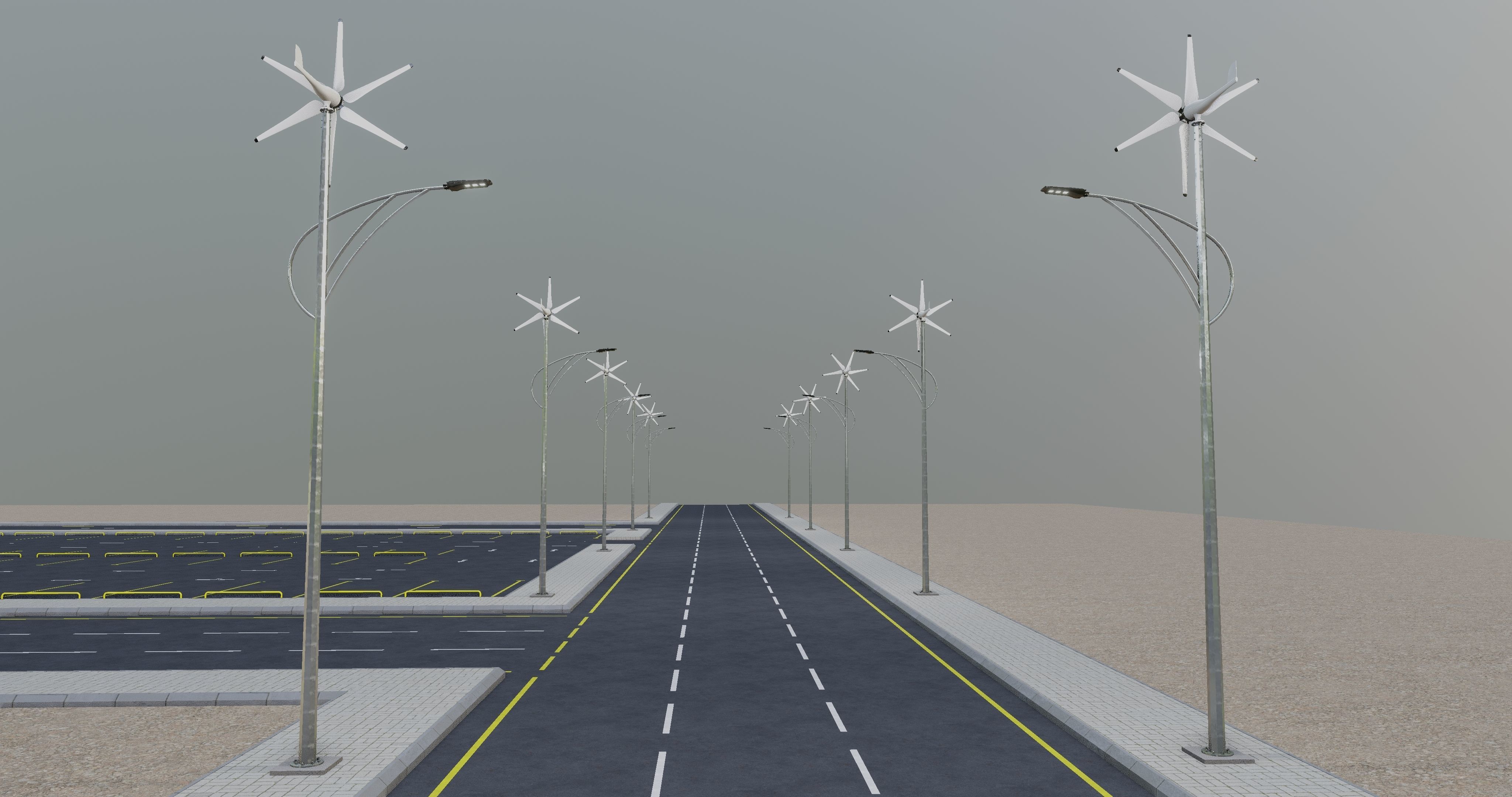 Wind Powered Lighting Pole Type-1 3D model animated | CGTrader