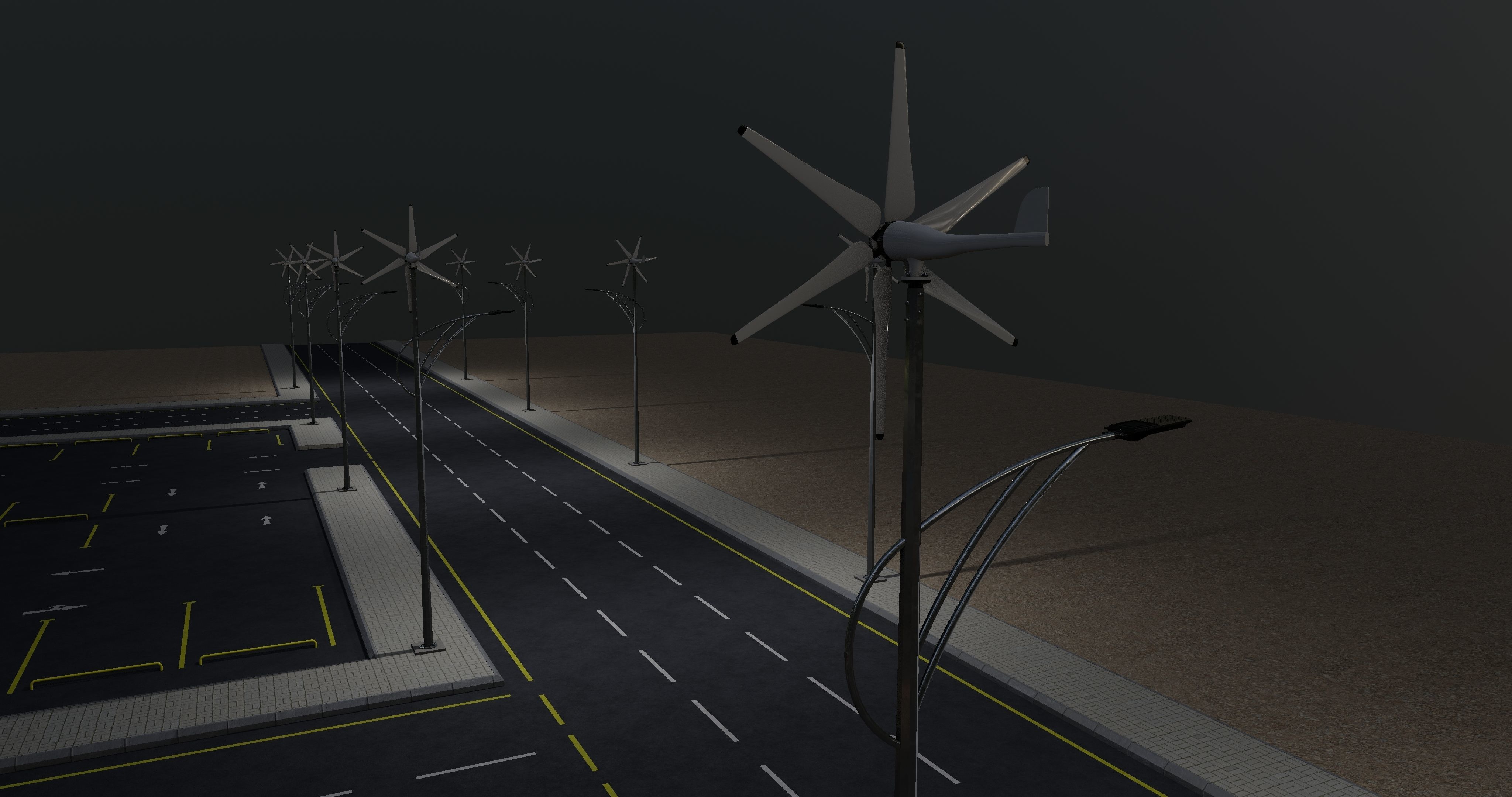 Wind Powered Lighting Pole Type-1 3D model animated | CGTrader