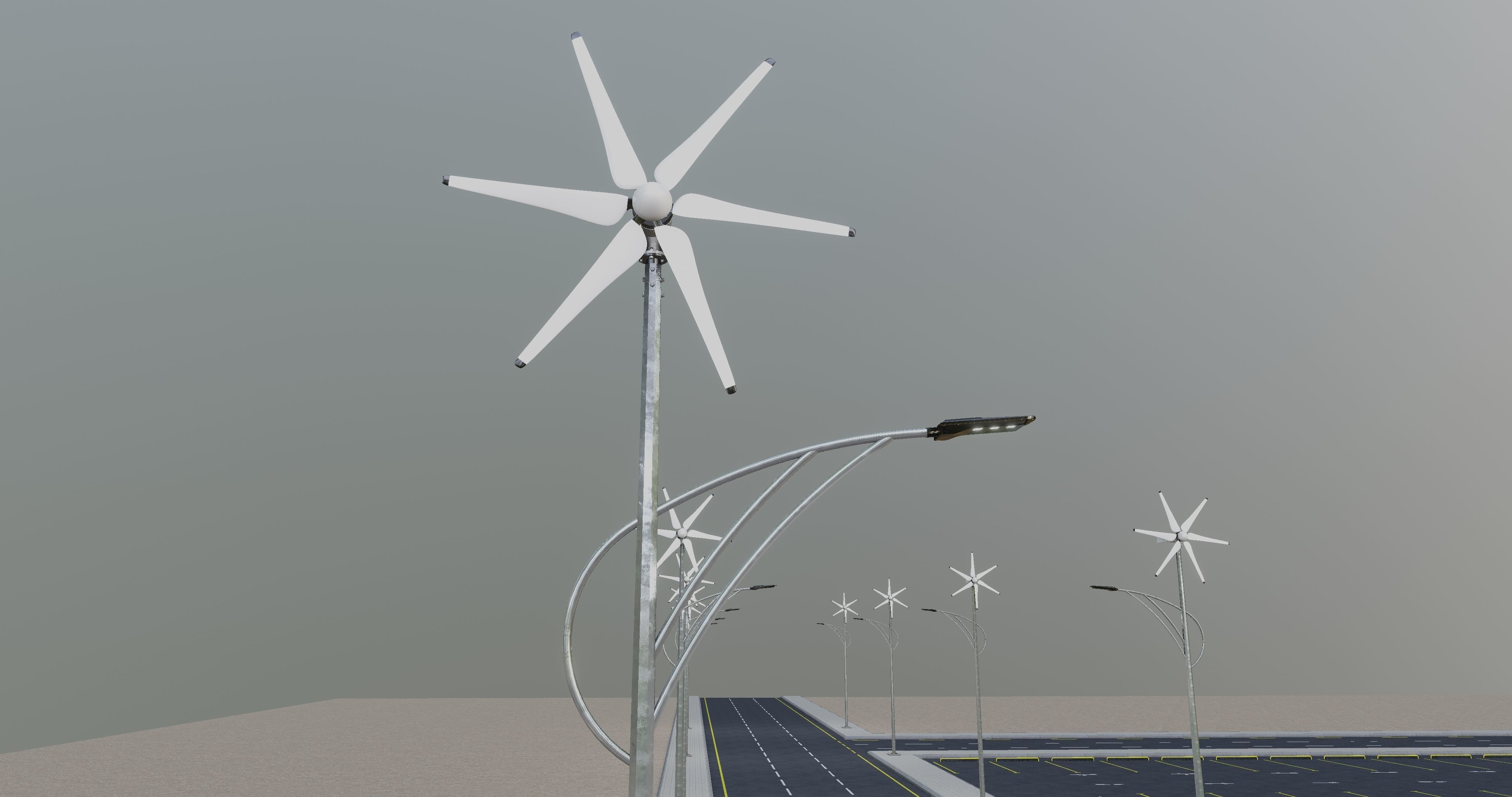 Wind Powered Lighting Pole Type-1 3D model animated | CGTrader