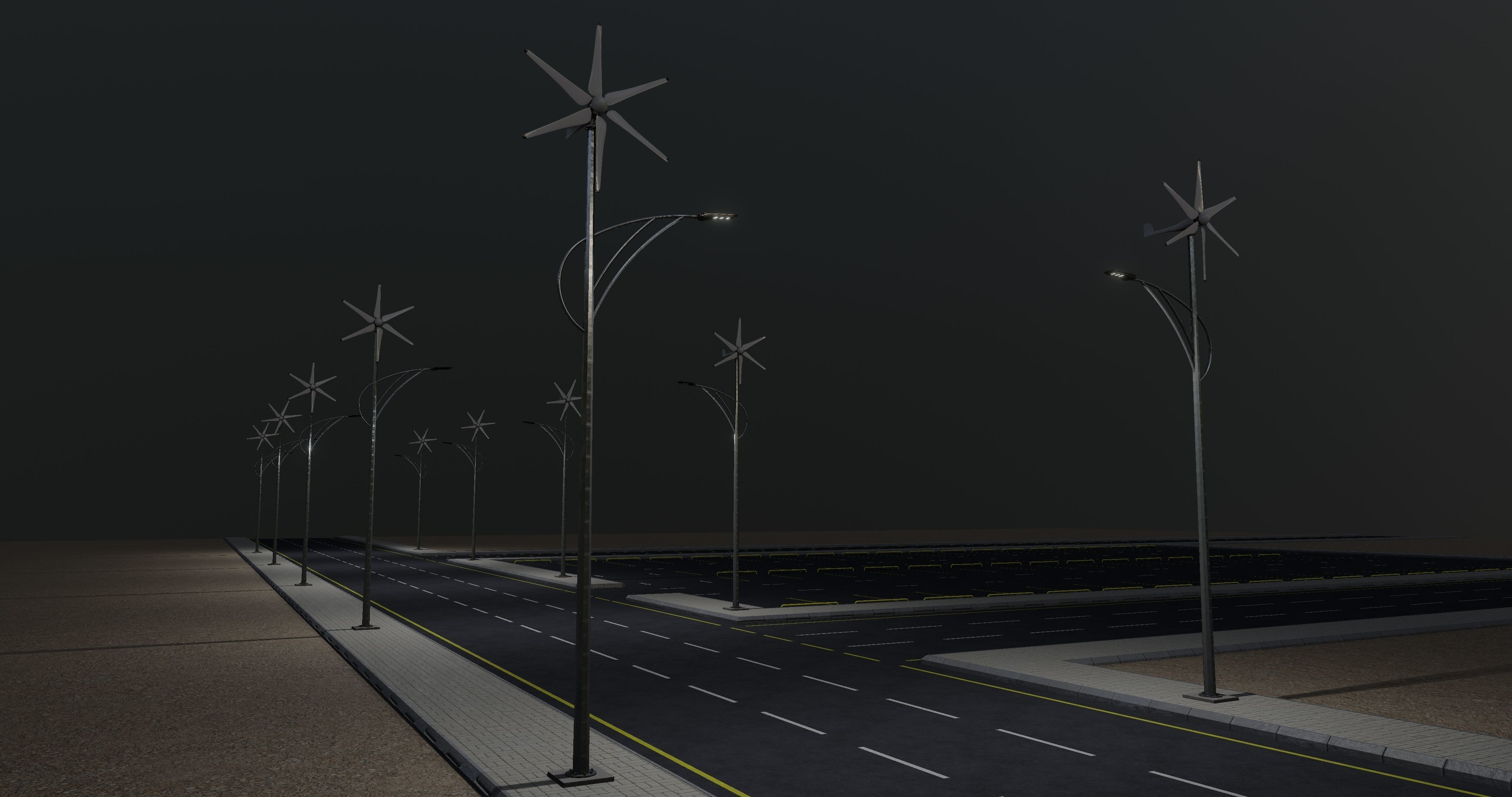 Wind Powered Lighting Pole Type-1 3D model animated | CGTrader