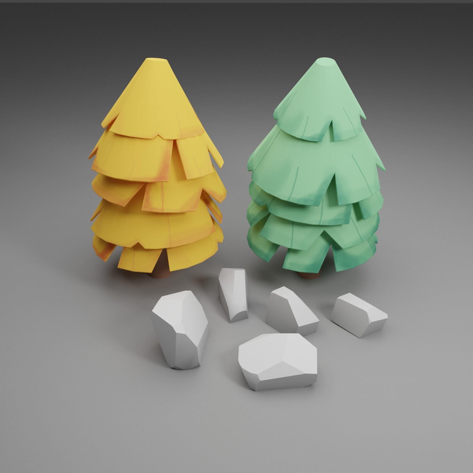 3D model Stylized Tree and Rock VR / AR / low-poly | CGTrader