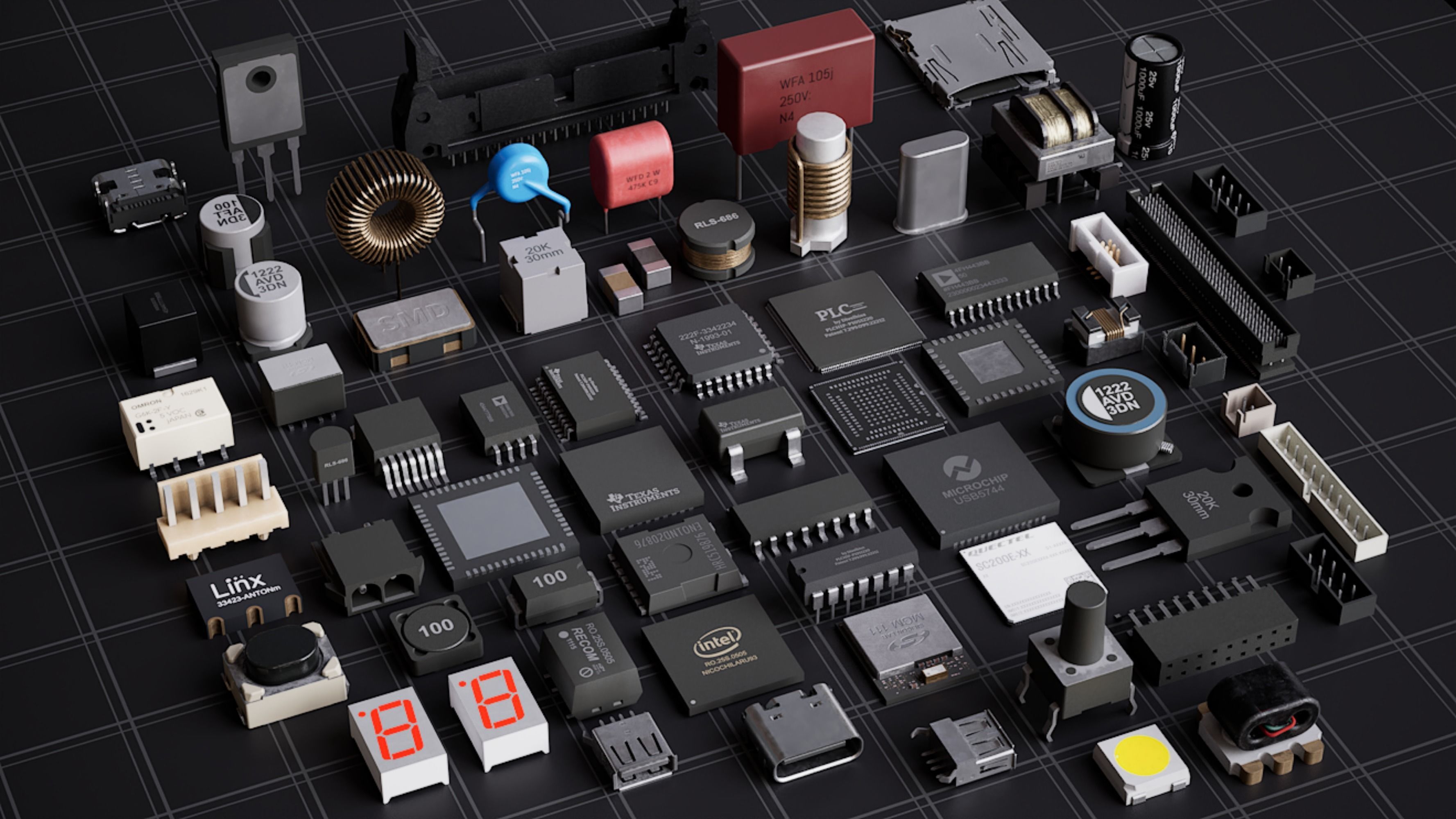 3D model Electronic Components VR / AR / low-poly | CGTrader