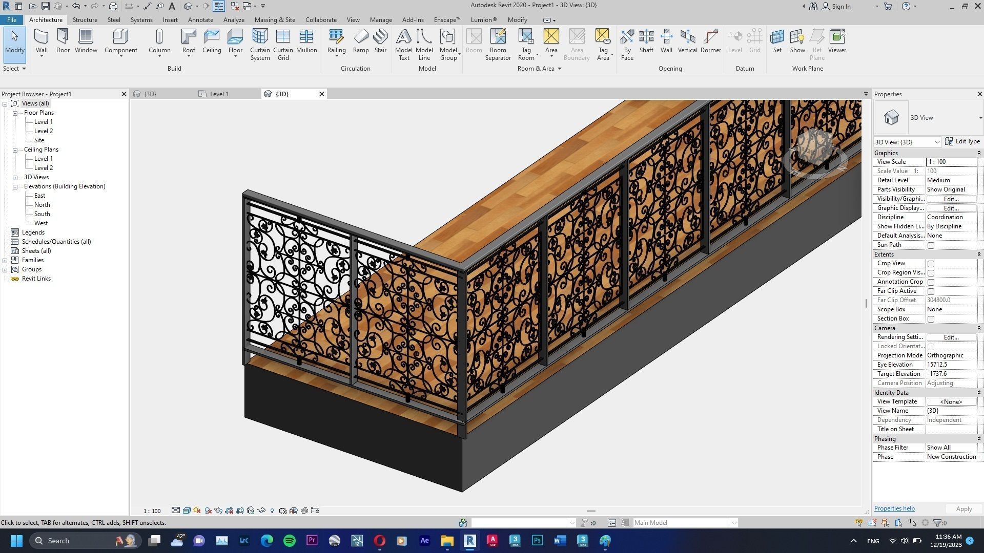 Classic Railing Revit Family type 011 3D model | CGTrader