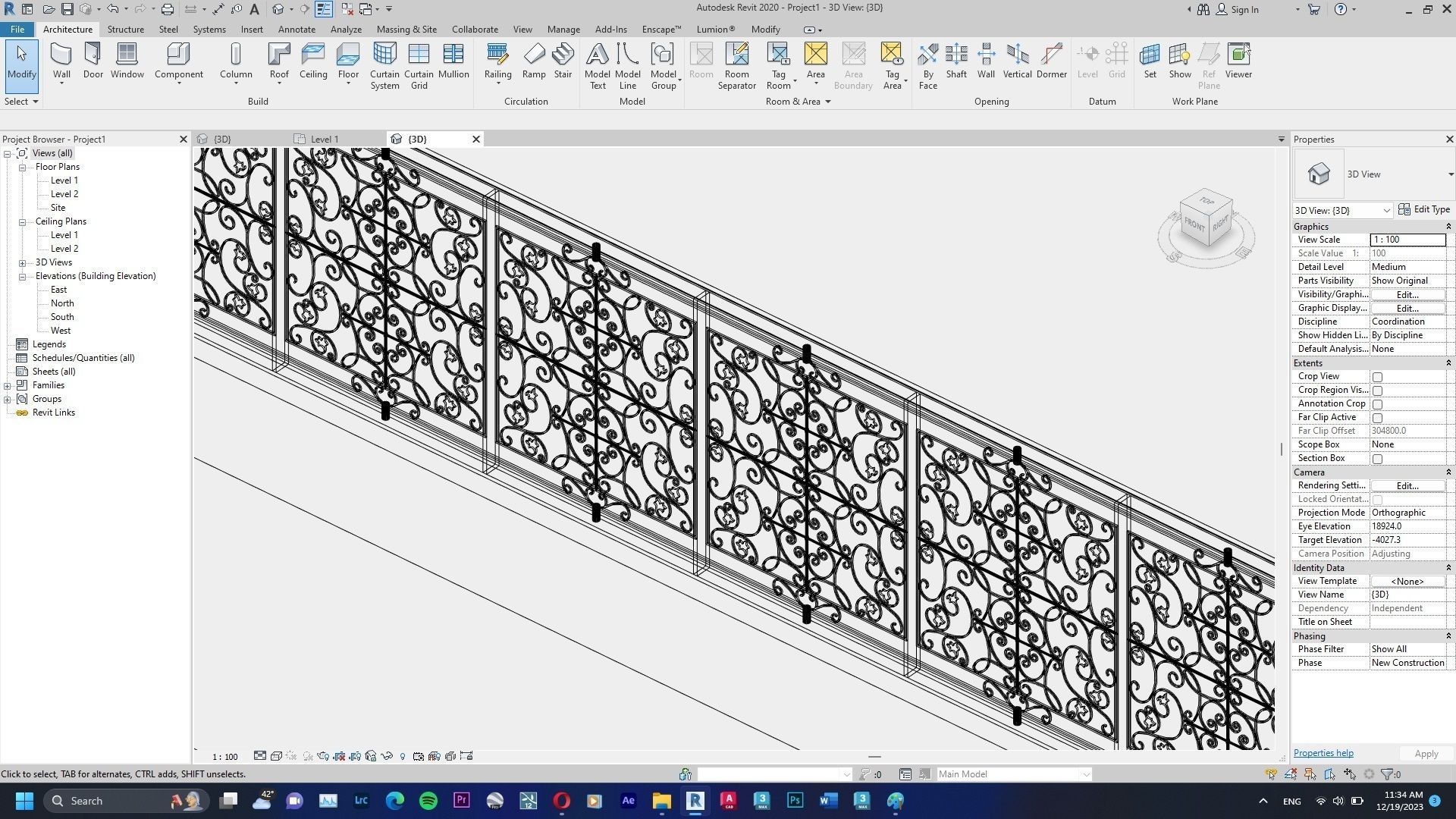 Classic Railing Revit Family type 011 3D model | CGTrader