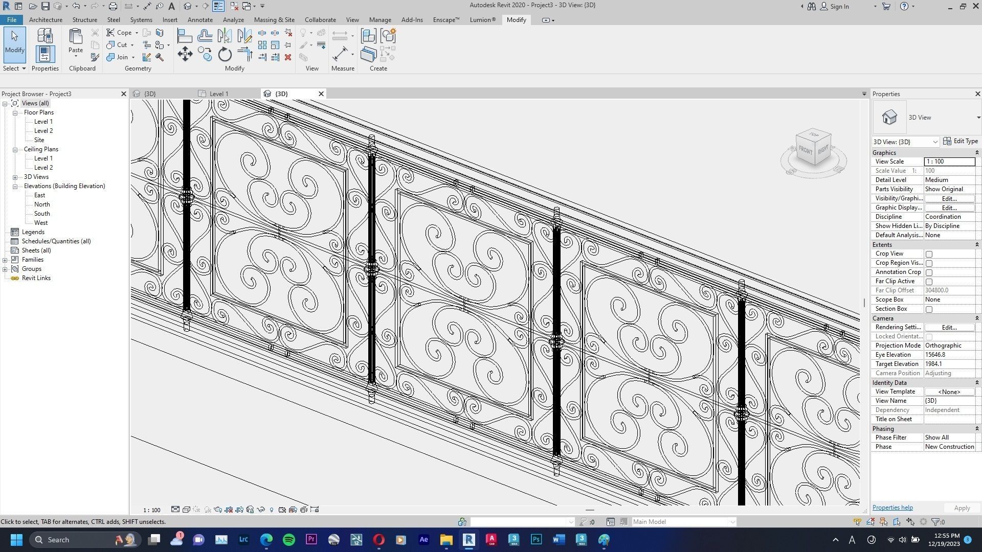 Classic Railing Revit Family type 011 3D model | CGTrader