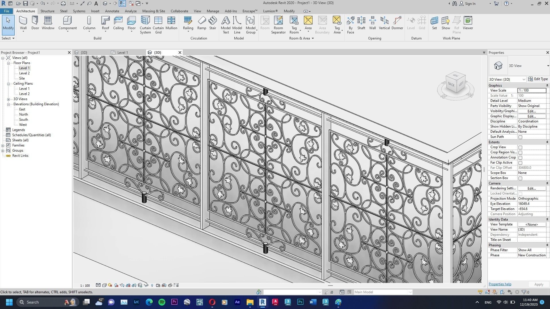 Classic Railing Revit Family type 011 3D model | CGTrader