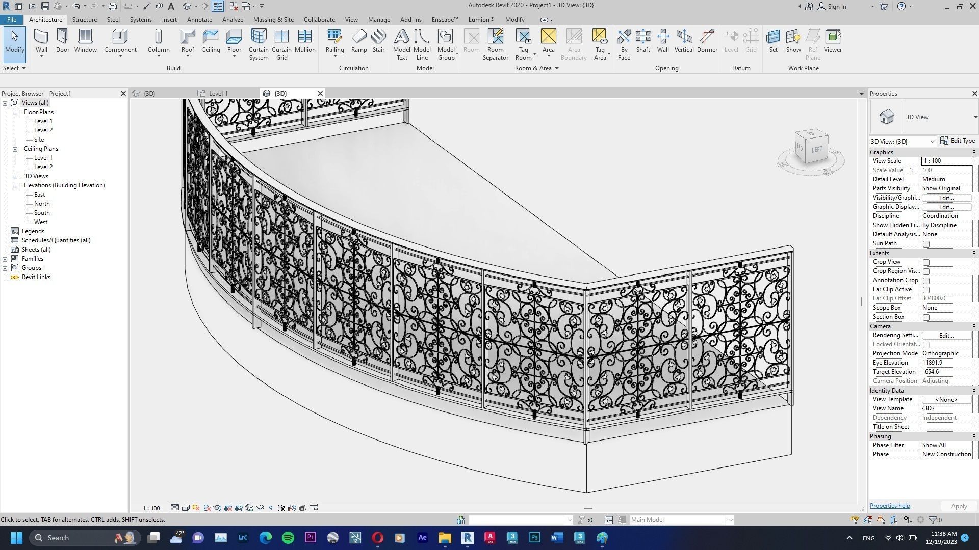 Classic Railing Revit Family type 011 3D model | CGTrader