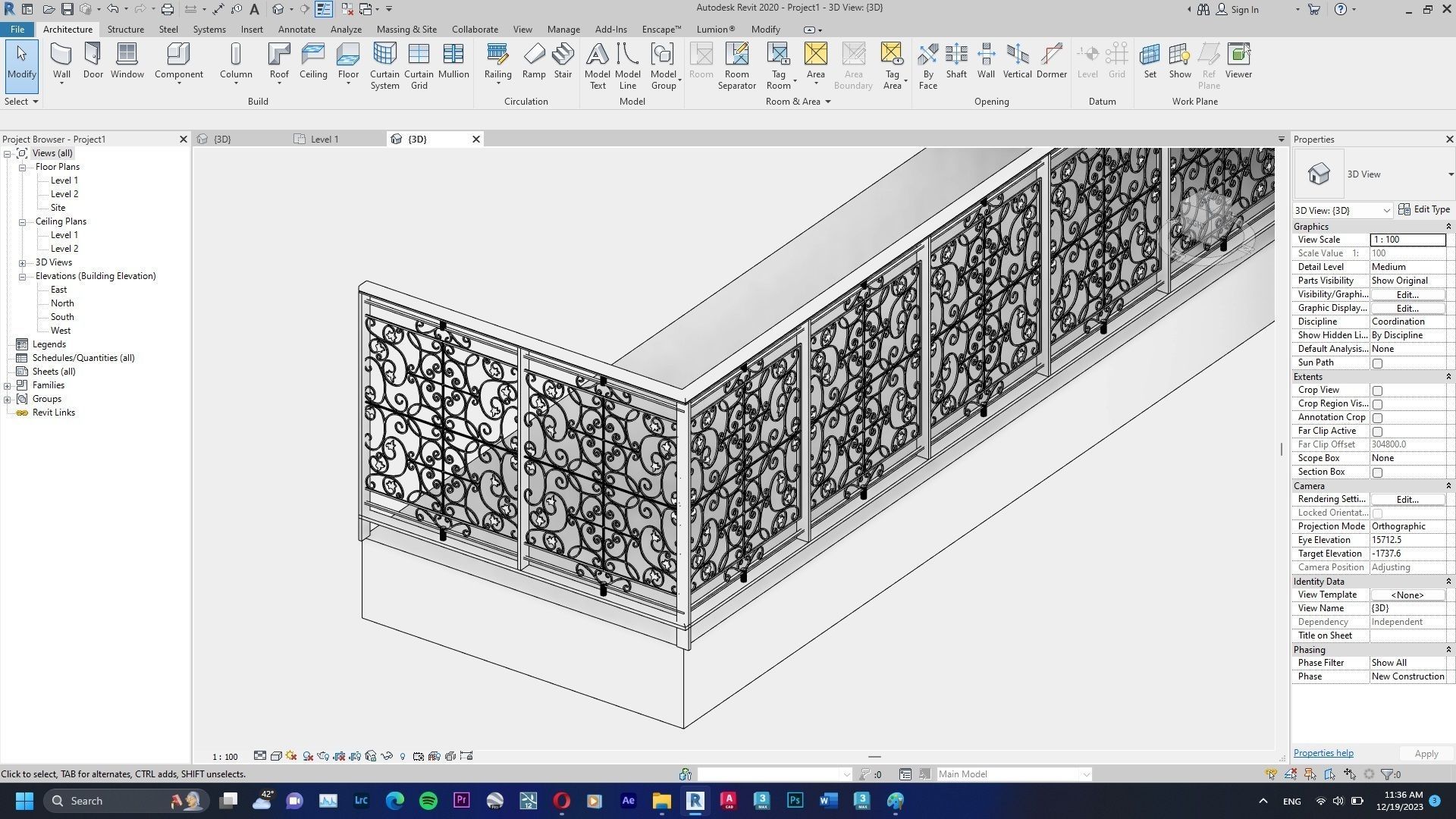 Classic Railing Revit Family type 011 3D model | CGTrader