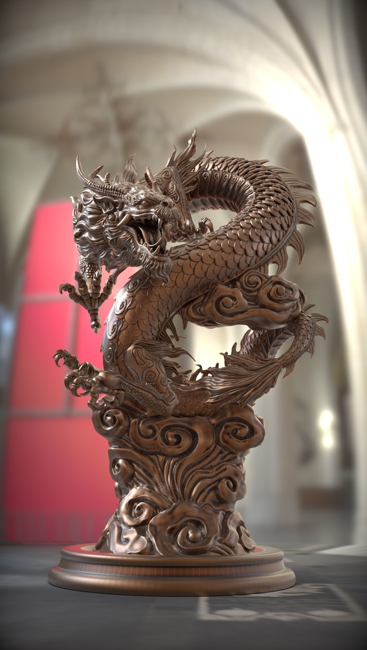 chinese dragon Flying Dragon statue 3D print model 3D model 3D ...