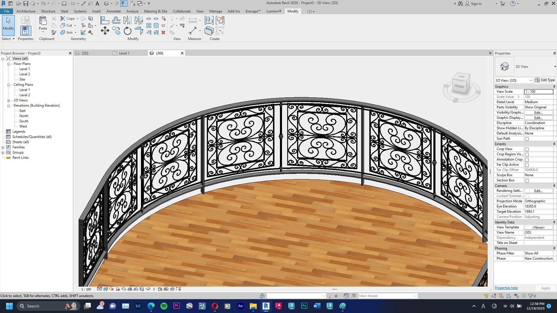 Classic Railing Revit Family type 013 3D model | CGTrader