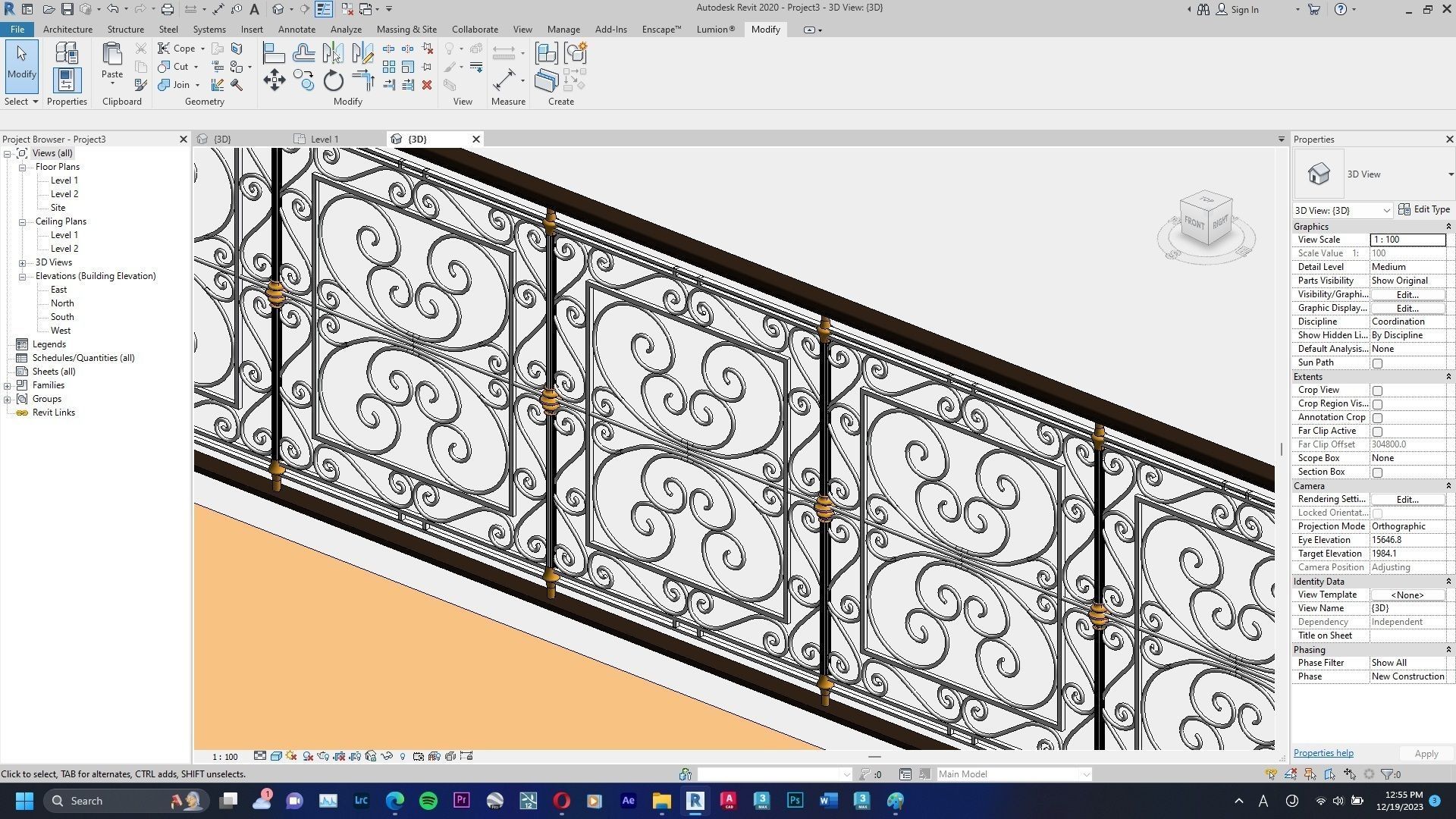 Classic Railing Revit Family type 013 3D model | CGTrader