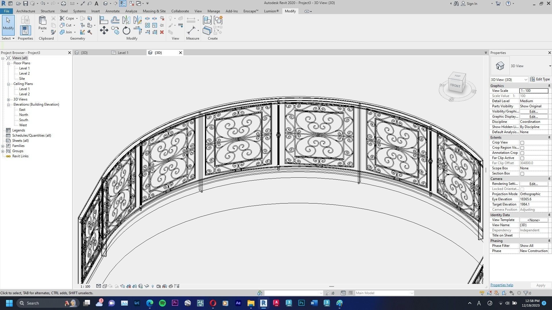 Classic Railing Revit Family type 013 3D model | CGTrader
