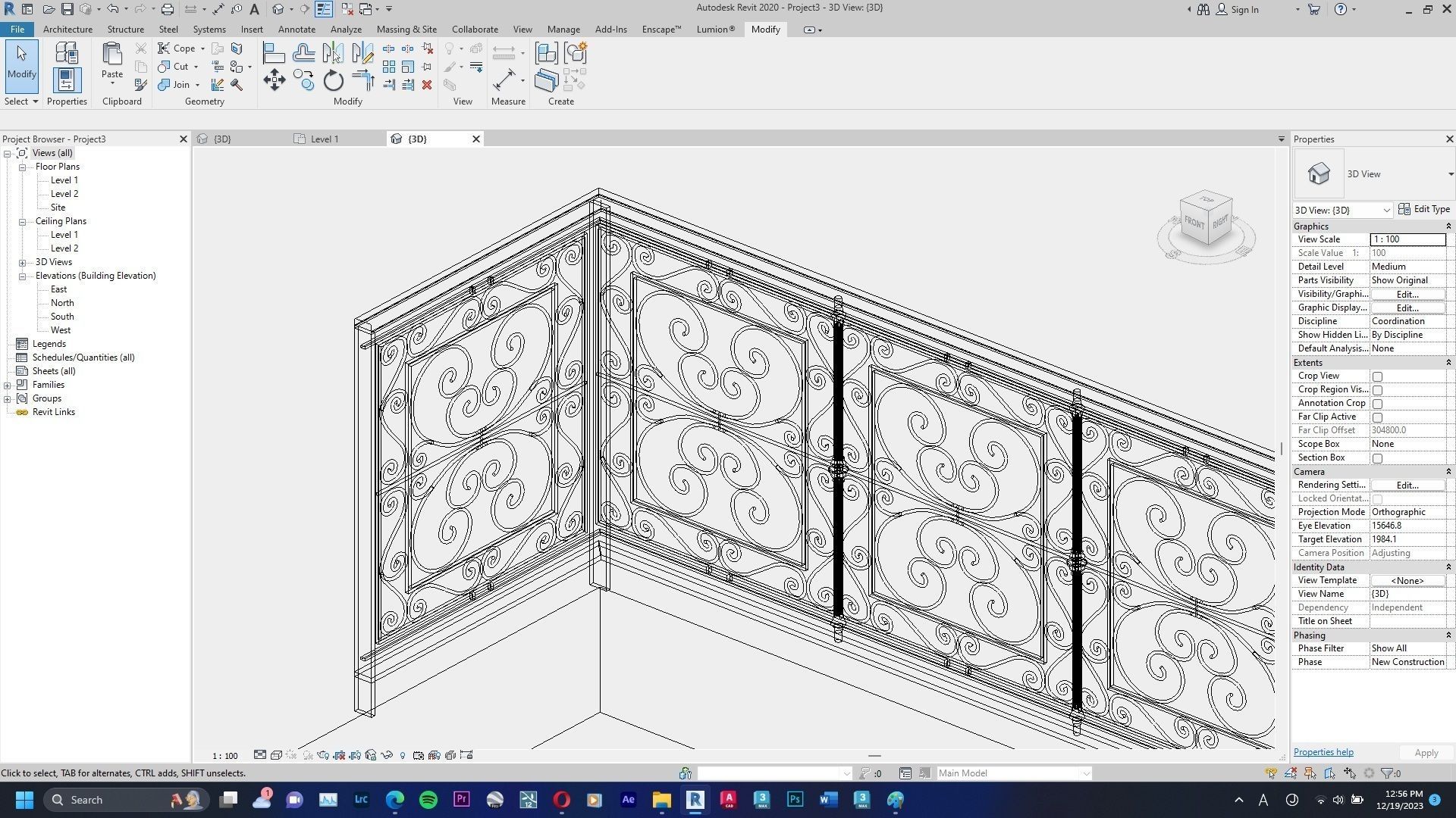 Classic Railing Revit Family type 013 3D model | CGTrader