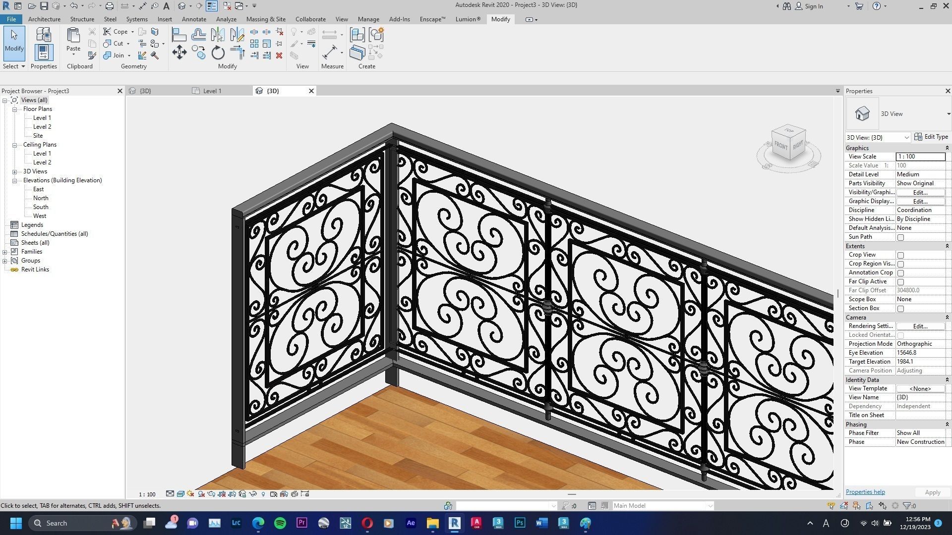 Classic Railing Revit Family type 013 3D model | CGTrader