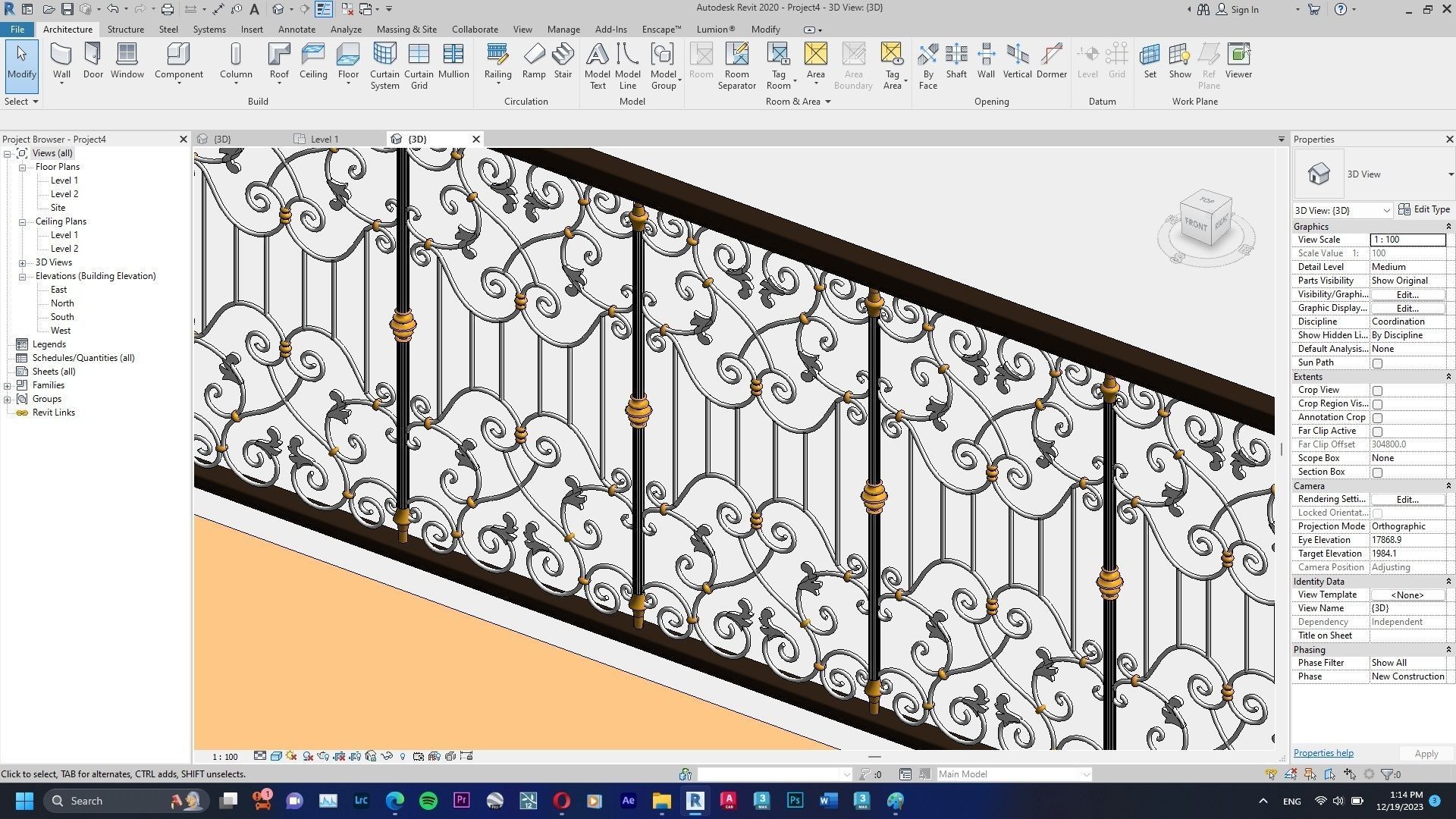 Classic Railing Revit Family type 014 3D model | CGTrader