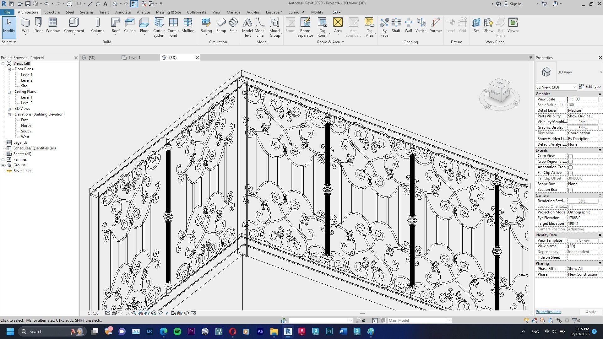 Classic Railing Revit Family type 014 3D model | CGTrader