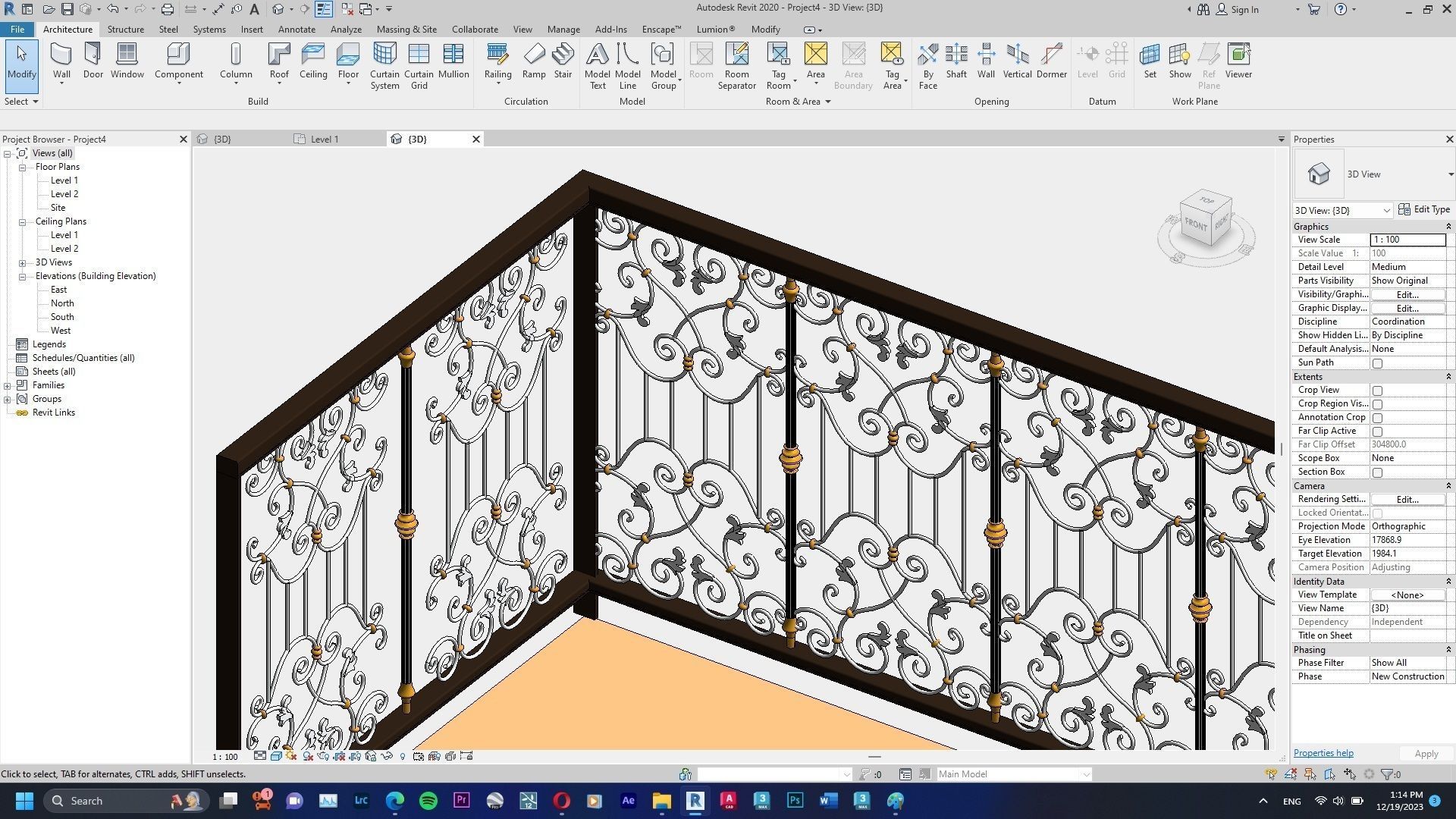 Classic Railing Revit Family type 014 3D model | CGTrader