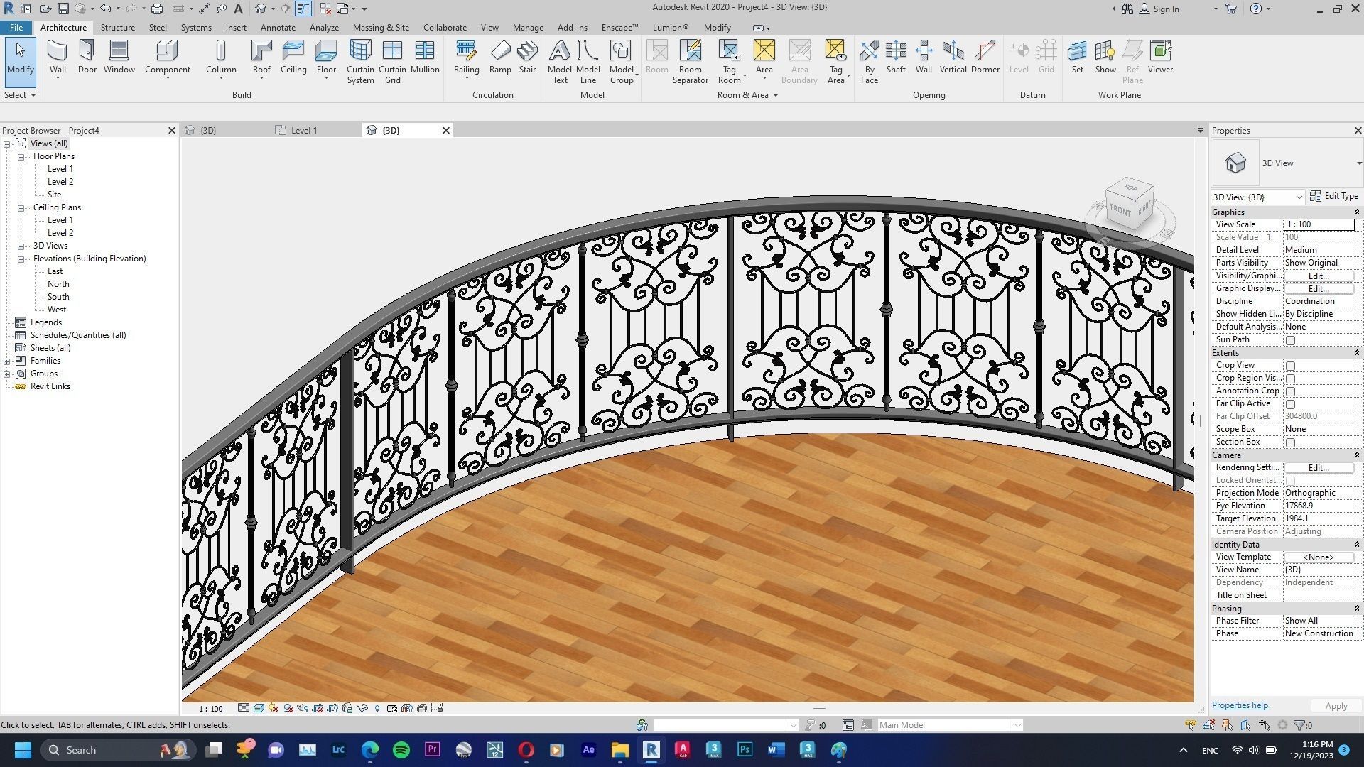 Classic Railing Revit Family type 014 3D model | CGTrader