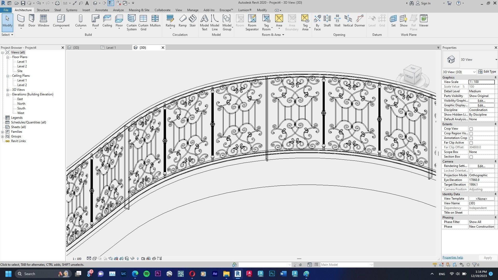 Classic Railing Revit Family type 014 3D model | CGTrader