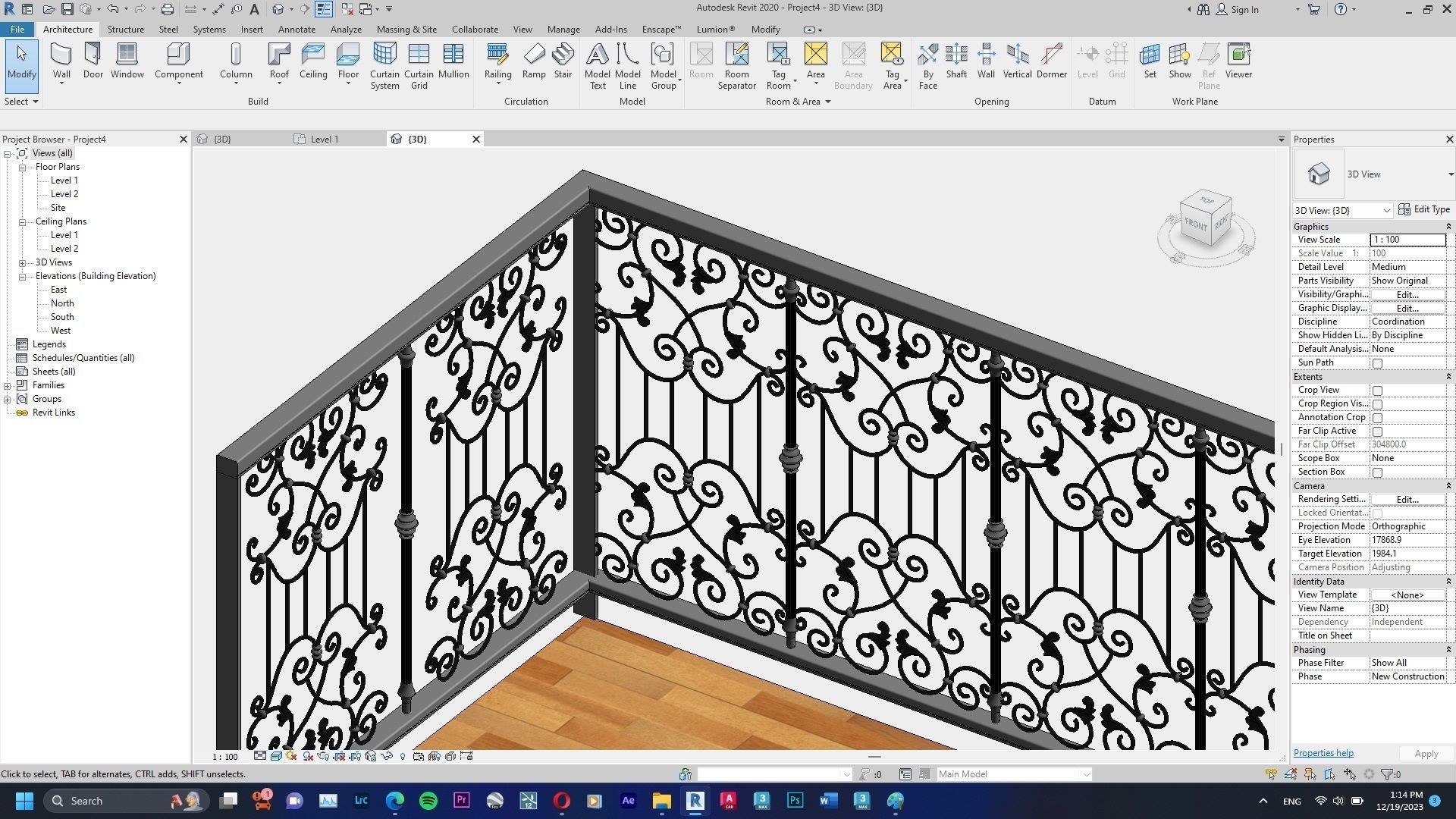 Classic Railing Revit Family type 014 3D model | CGTrader