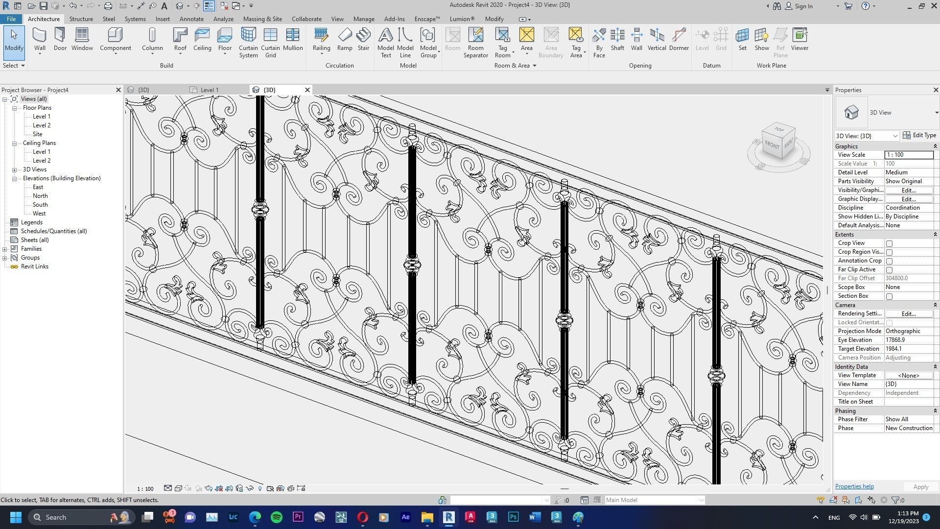 Classic Railing Revit Family type 014 3D model | CGTrader