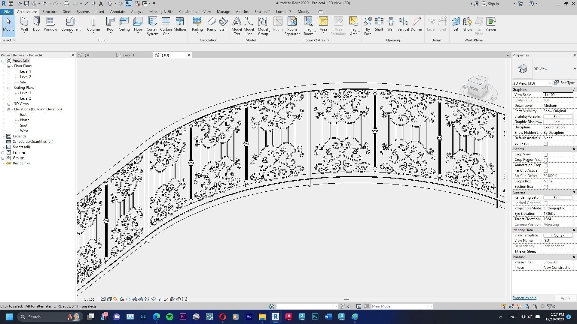 Classic Railing Revit Family type 014 3D model | CGTrader