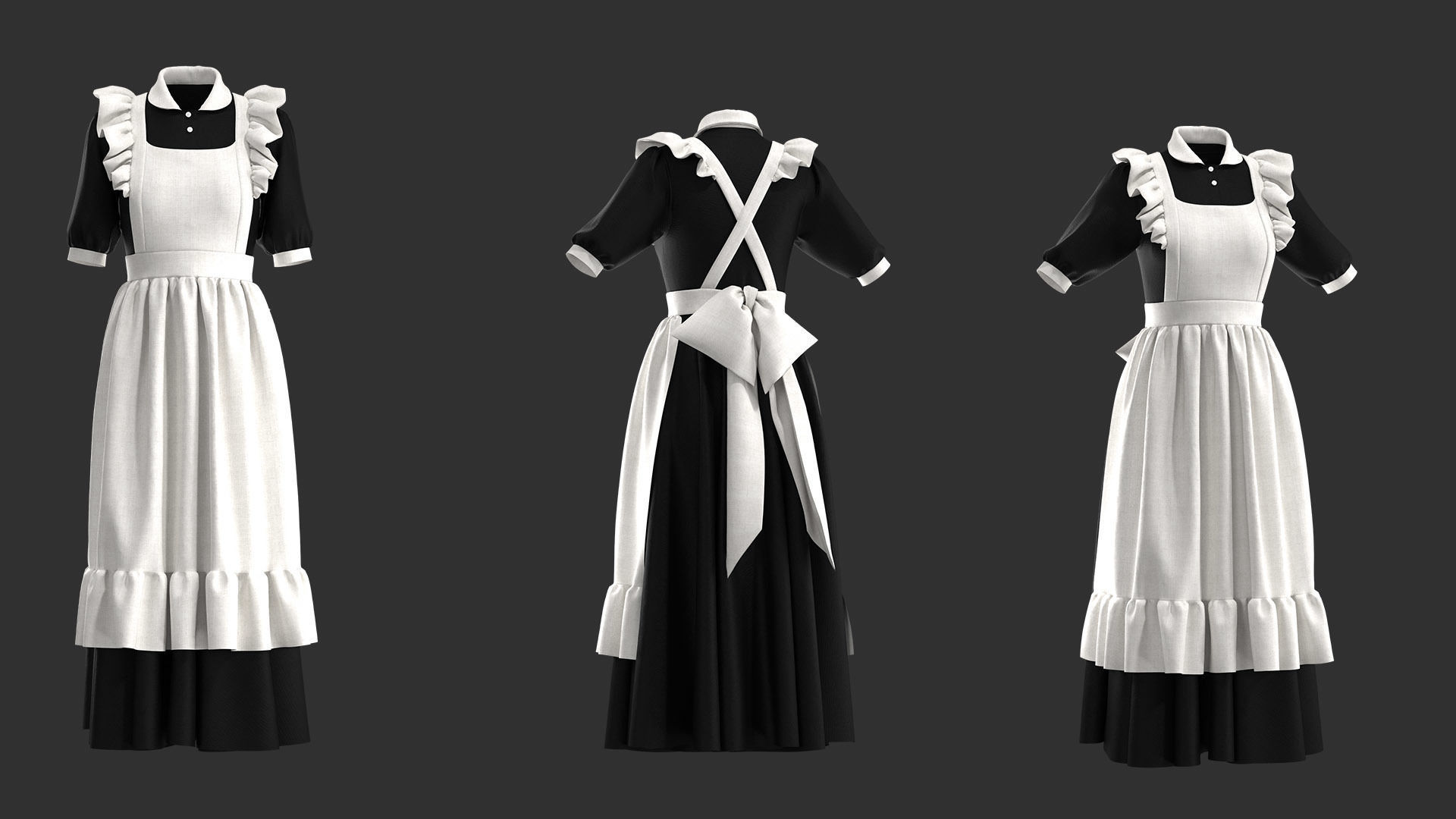 3 Maid outfits vol01 3D model | CGTrader